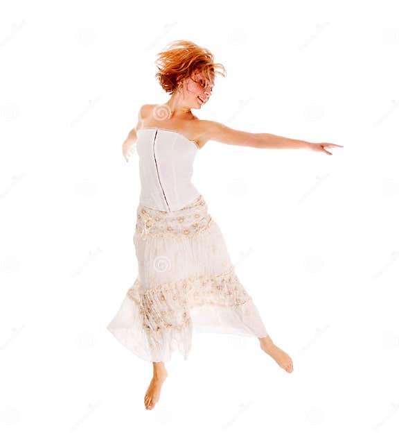 Red-haired Dancer on White Background Stock Photo - Image of performing ...