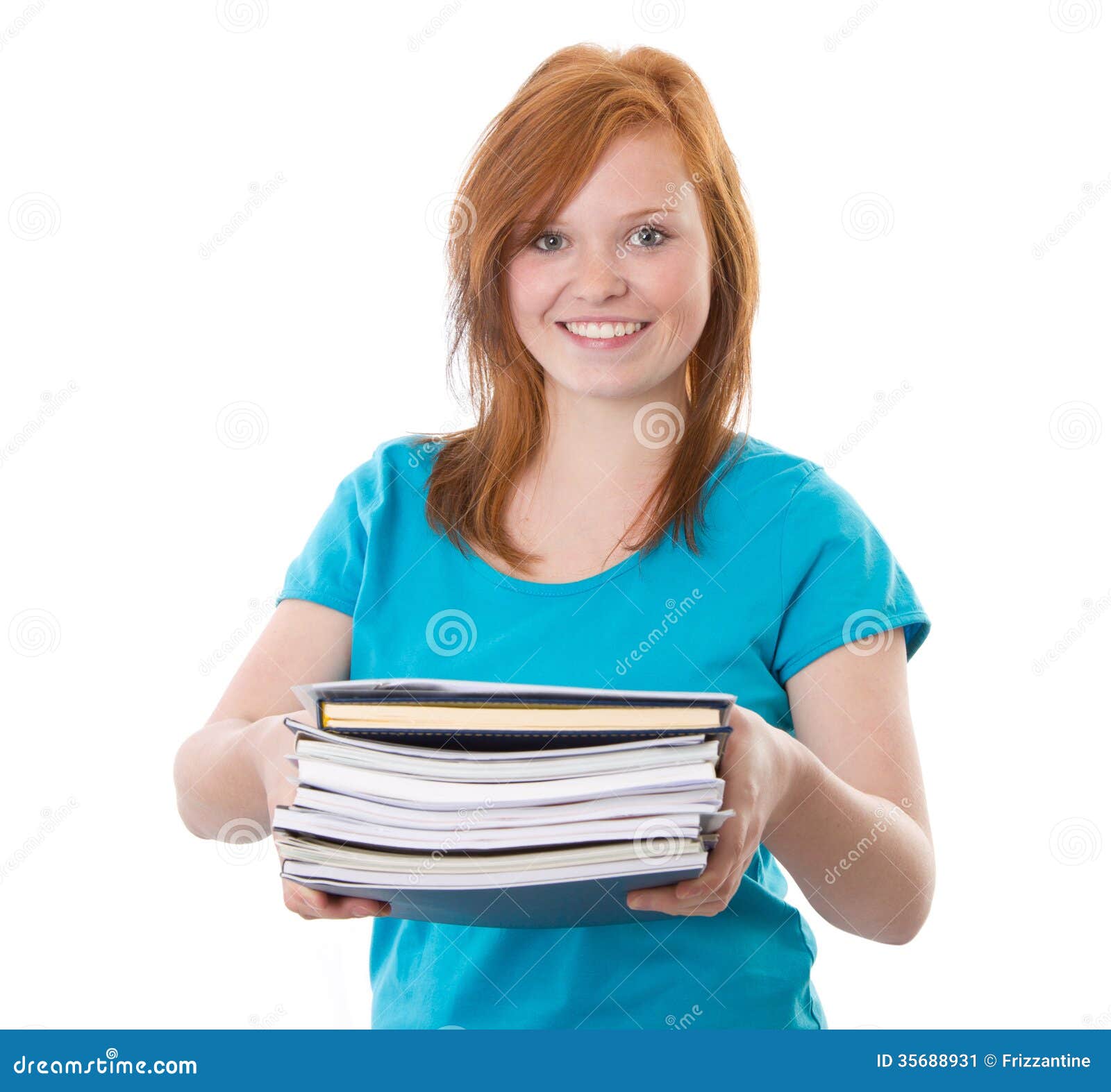 Red-haired Girl with Documents Stock Image - Image of redhaired, mail ...