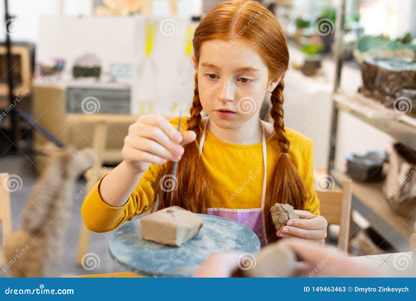 Red-haired Girl with Nice Hairstyle Sculpting Clay Models Stock Image ...