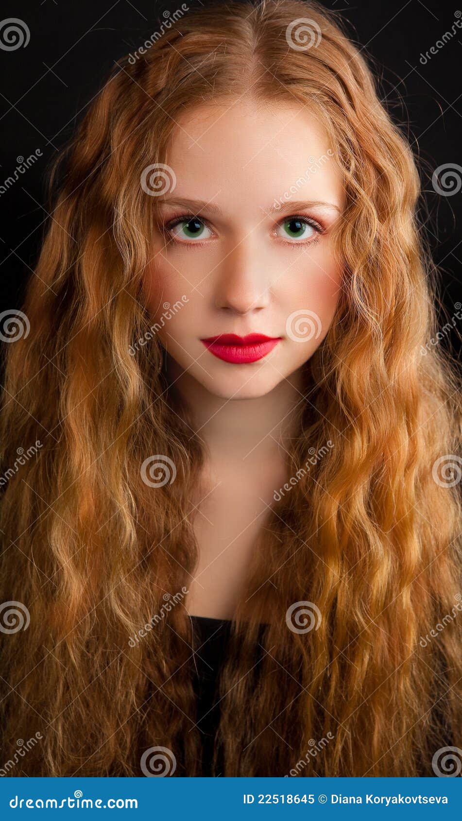Red-haired Girl with Red Lips Stock Image - Image of beauty, style ...