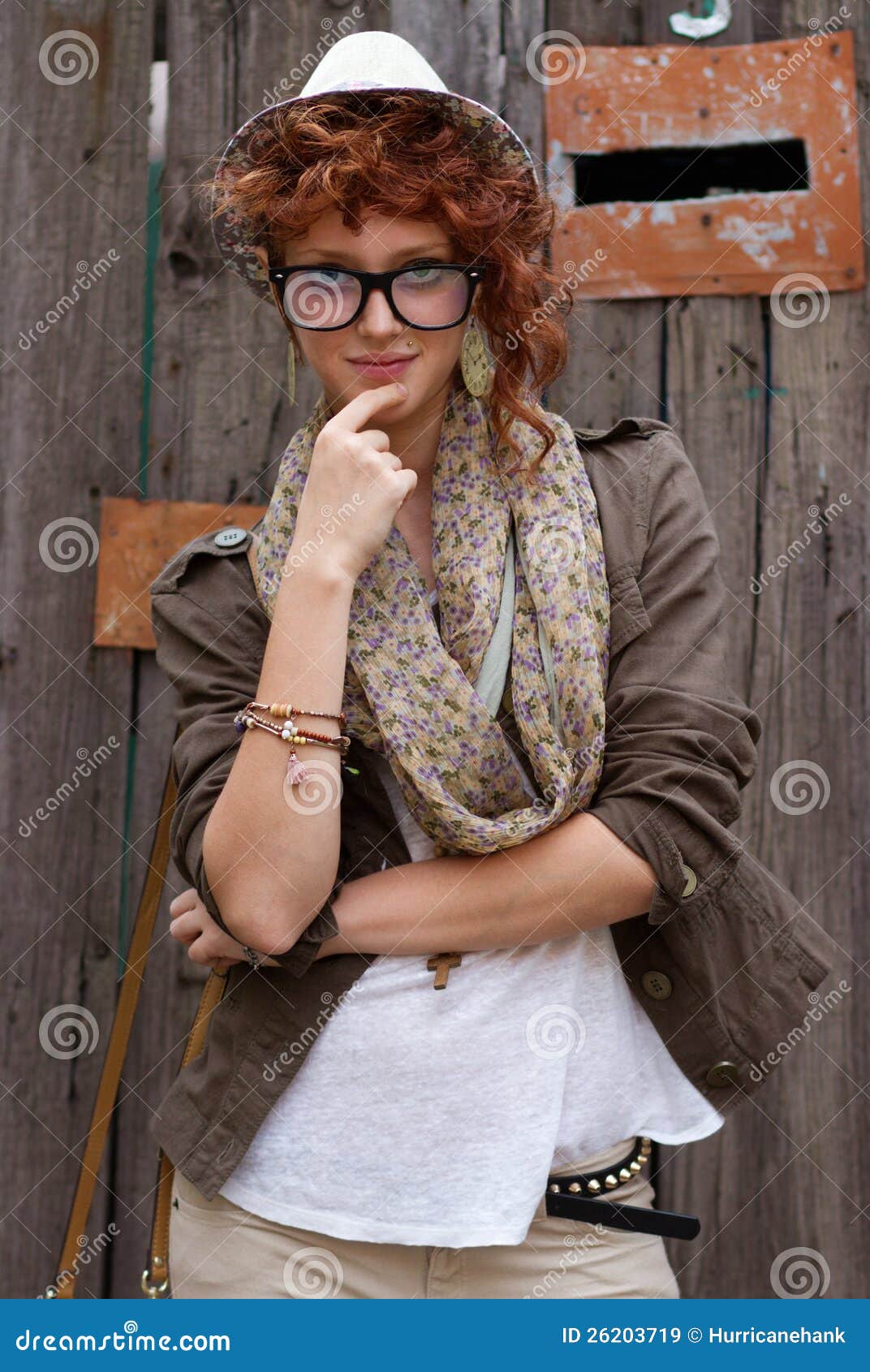 Red Haired Hipster Girl Posing Stock Image - Image of fashion, positive ...