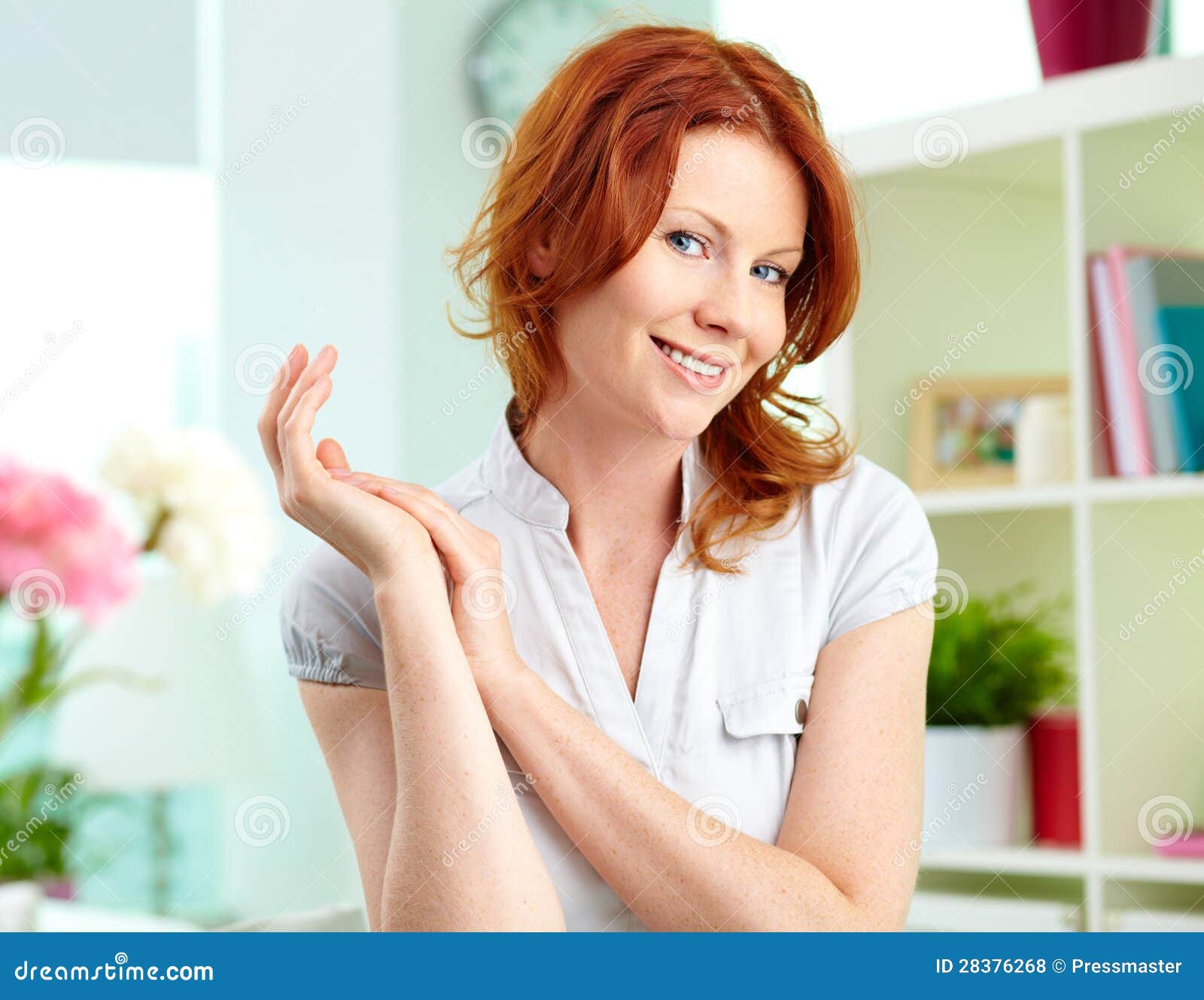 Red-haired lady stock photo. Image of indoor, female - 28376268