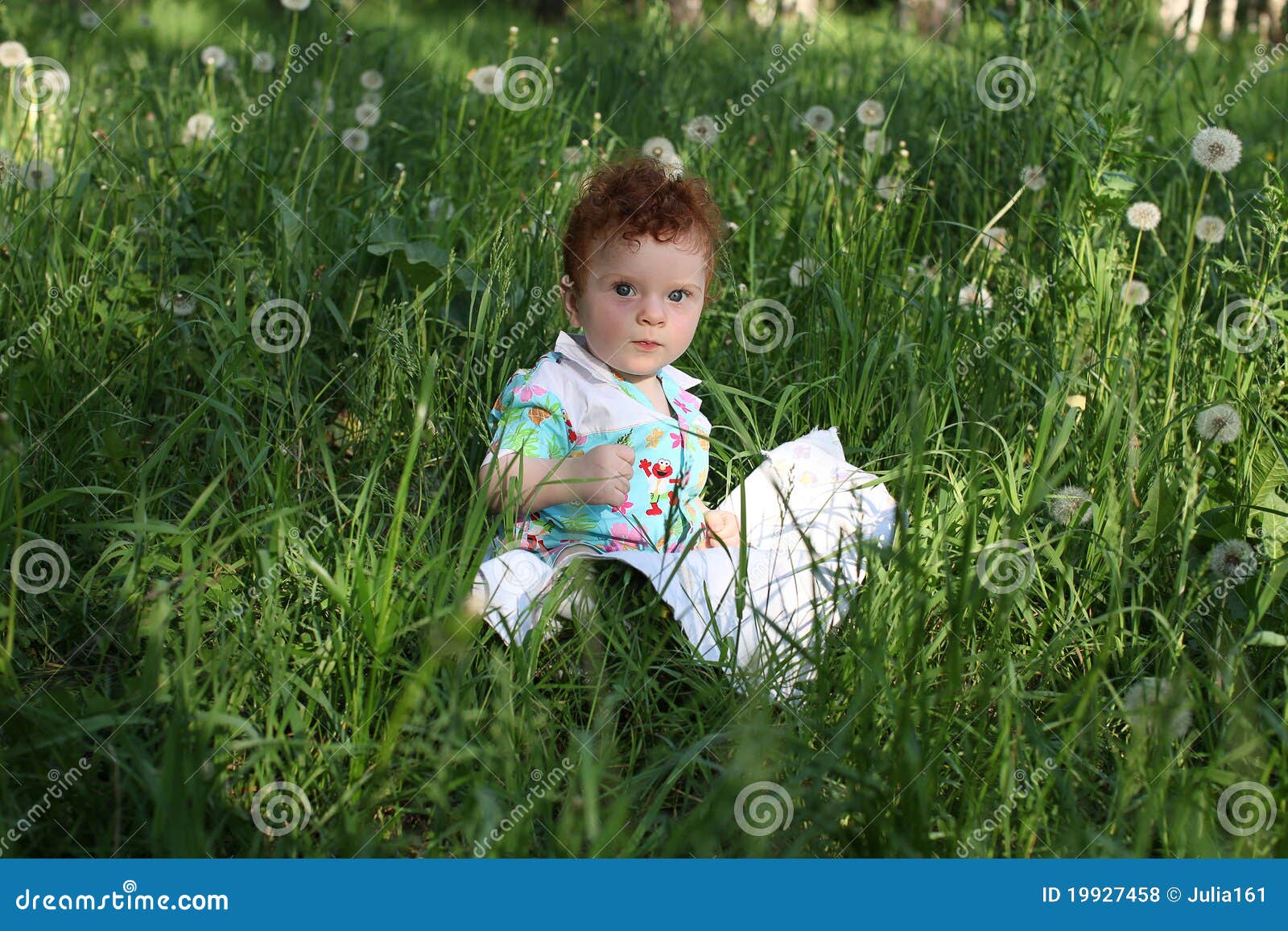 Red-haired Little Boy in Grass Stock Photo - Image of portrait, male ...