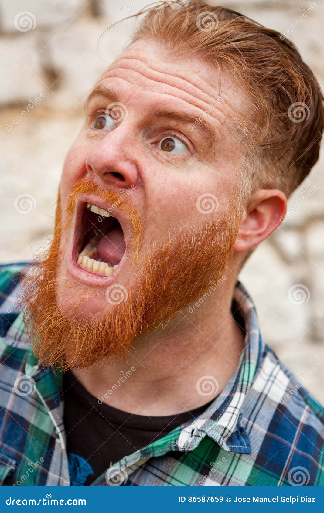 Red Haired Man with Expression of Scary Stock Image - Image of hair ...