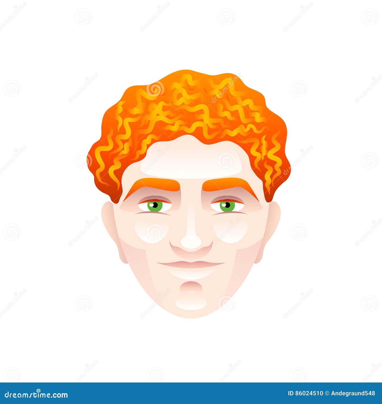 Red Haired Man Face Isolated on White Vector Stock Vector ...