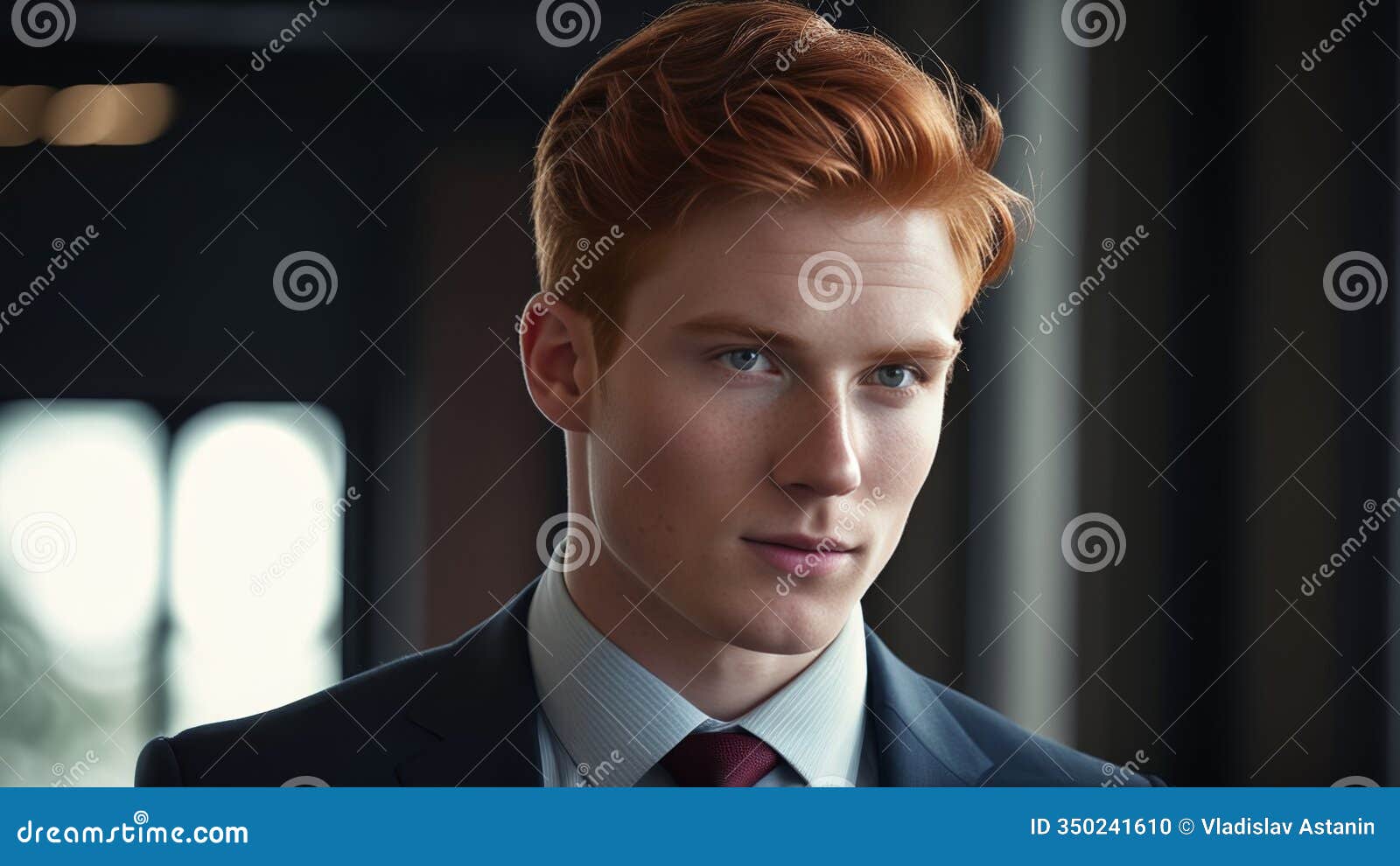 Red-haired Man in Suit Looking at Camera in Office Stock Photo - Image ...