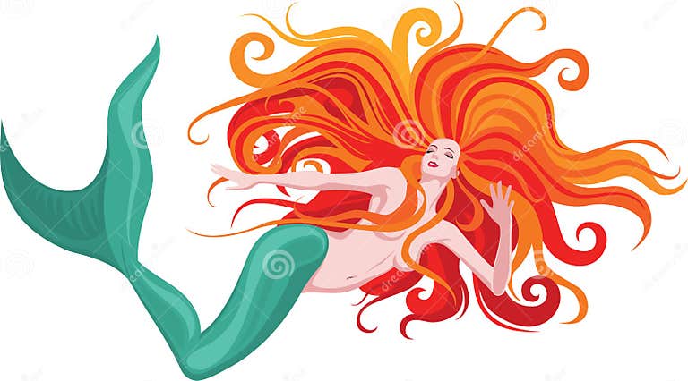 Red-haired mermaid stock vector. Illustration of fantasy - 22071807