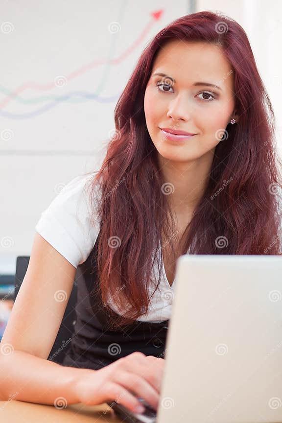 Red-haired secretary stock photo. Image of good, assistant - 14787006