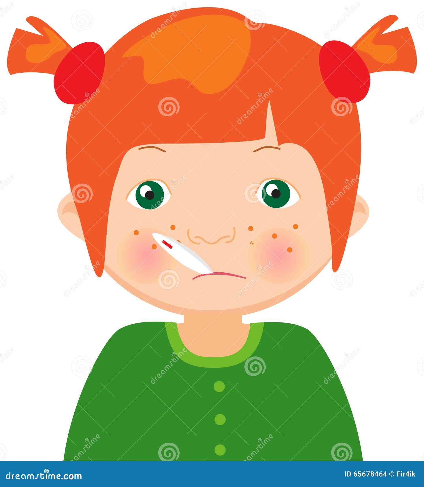 Red-haired Sick Girl with Thermometer Stock Vector - Illustration of ...