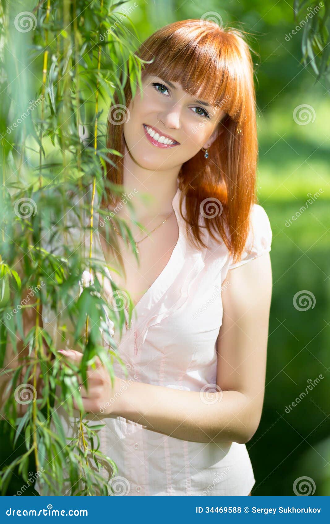 Red-haired smiling woman stock photo. Image of female - 34469588