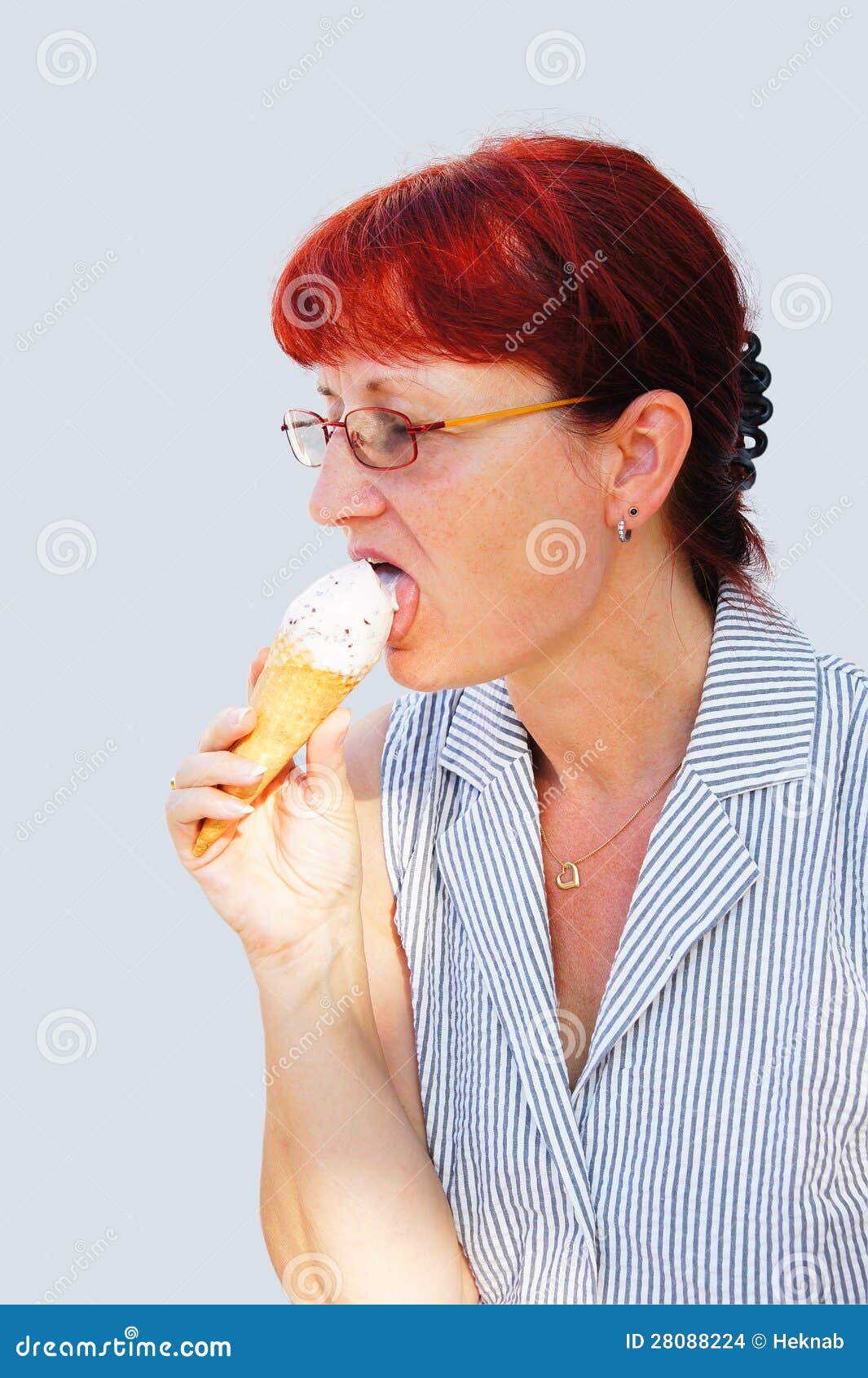 Red-haired Woman with Ice Cream Cone Stock Photo - Image of hair ...