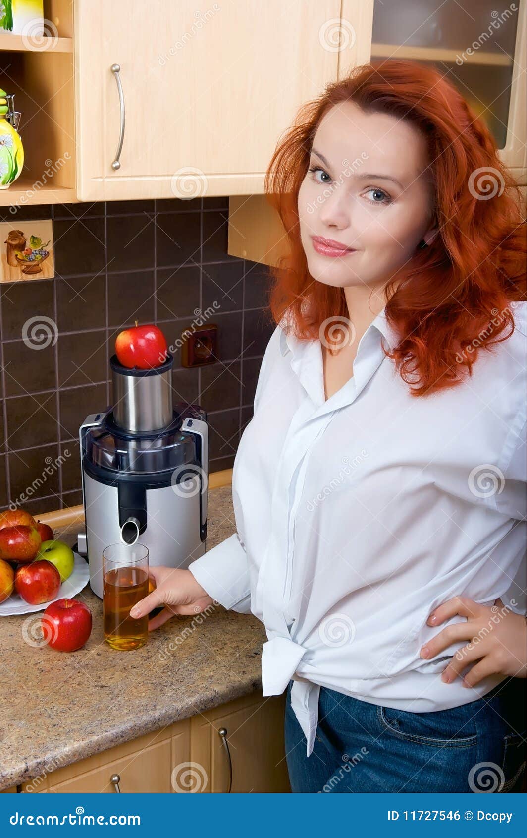 Red-haired Woman in Kitchen Stock Photo - Image of expressive, plastic ...