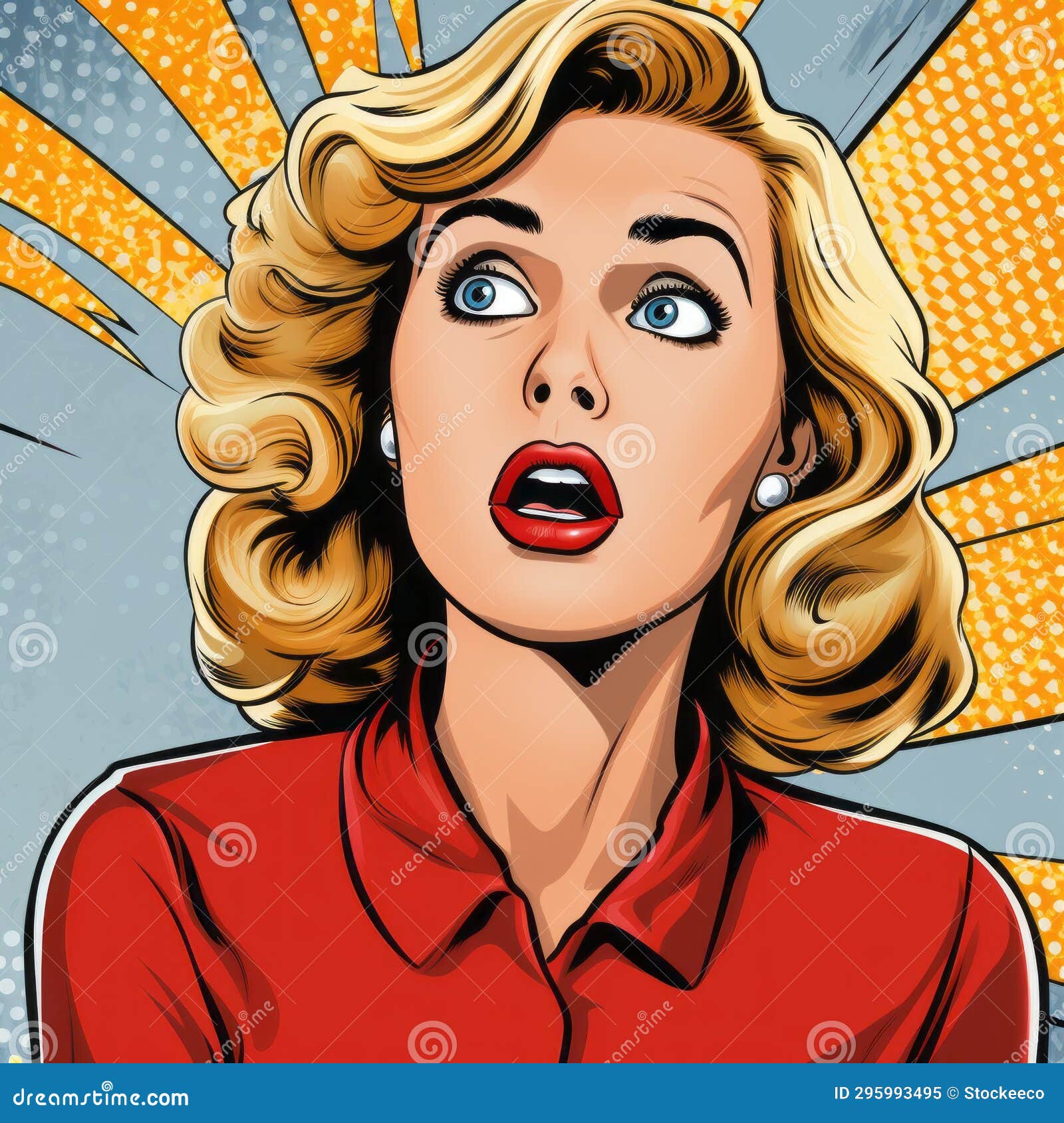 Surprised Woman In Pop Art Comic Illustration Stock Illustration