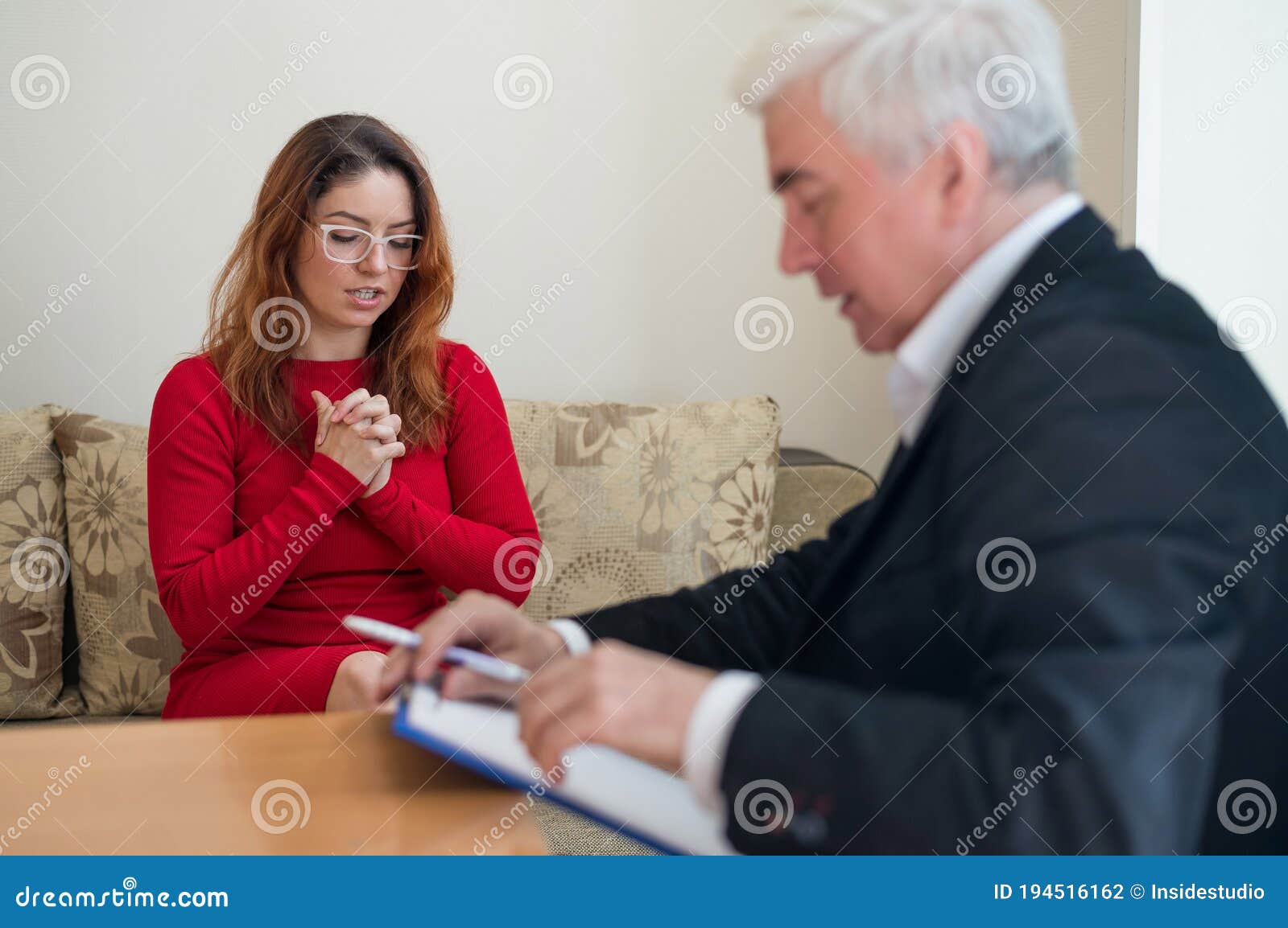 A Red-haired Woman Talks about Her Problems in a Session with a ...