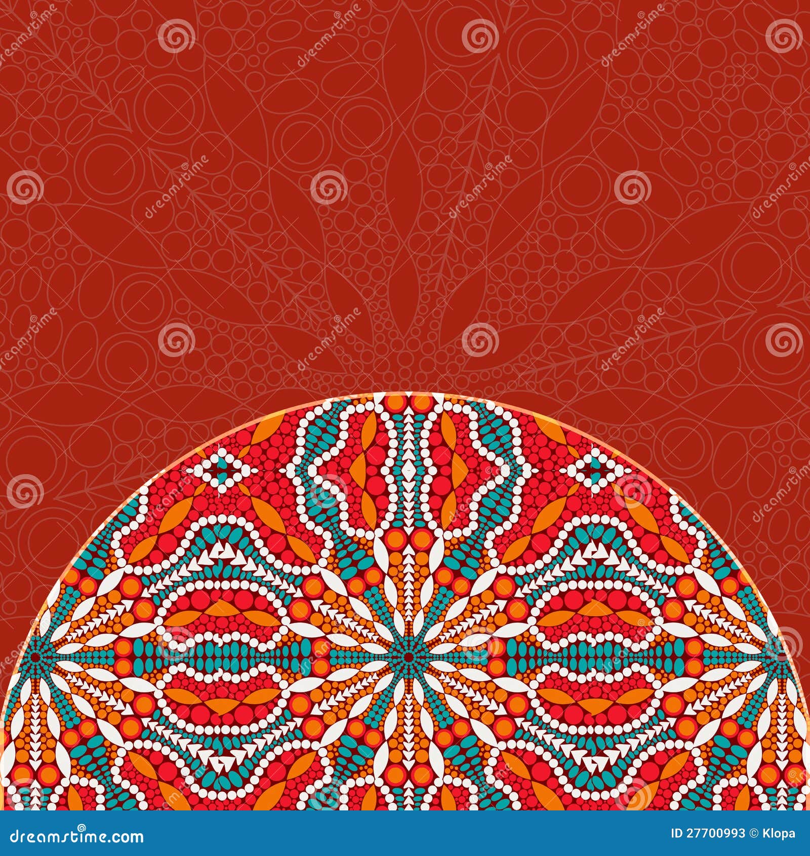 Red Half Mandala Decor Element Card Stock Illustration - Illustration ...