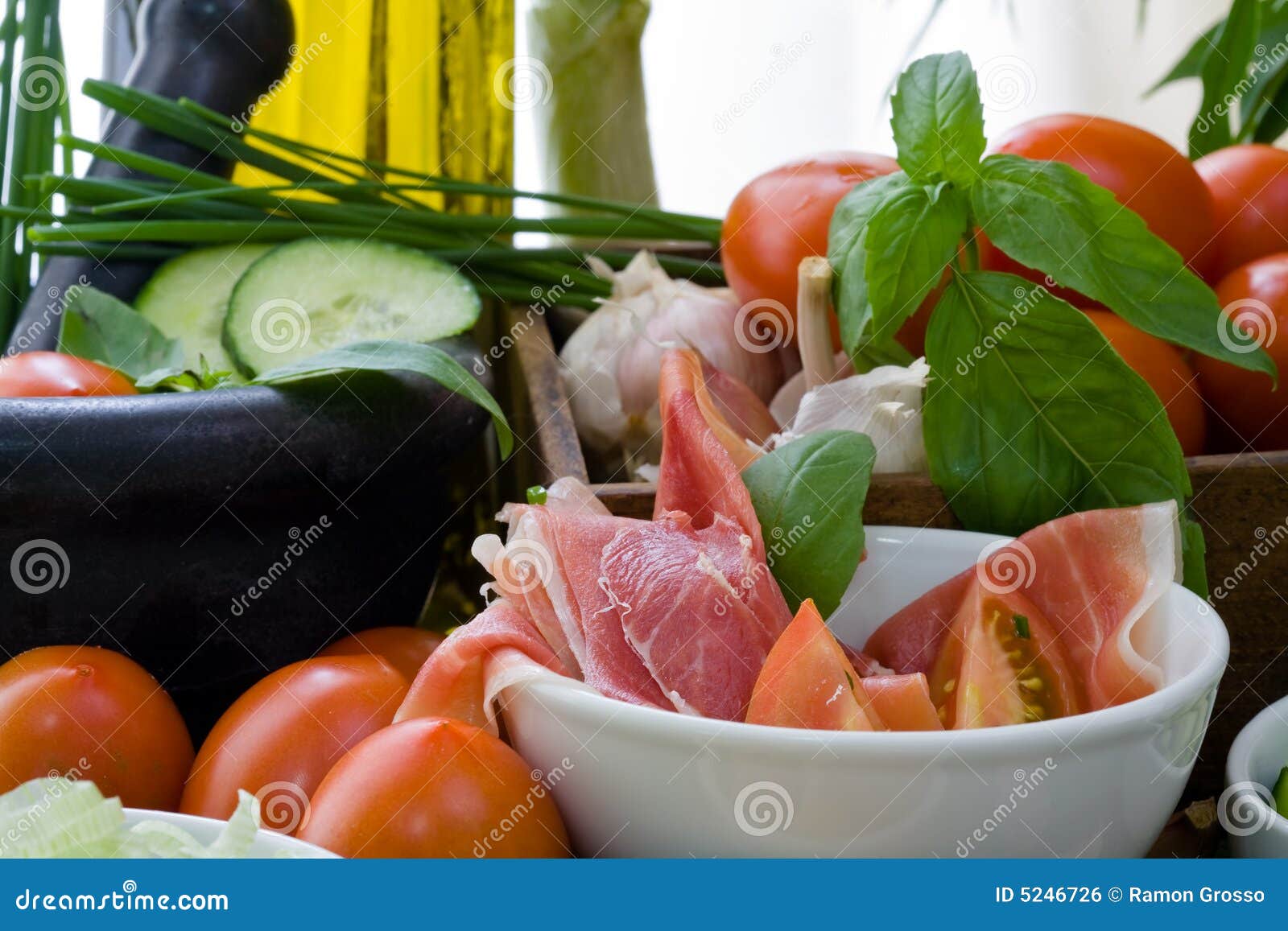 Red ham stock photo. Image of eating, dishware, green - 5246726