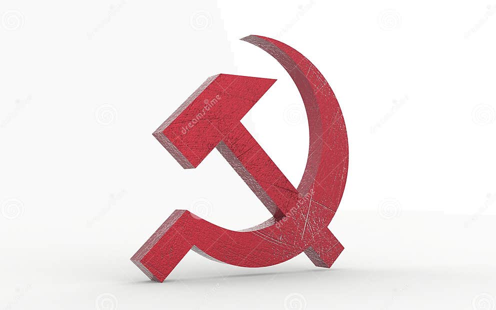 Red Hammer and Sickle with a Surface Having a Scratch Structure. Stock ...