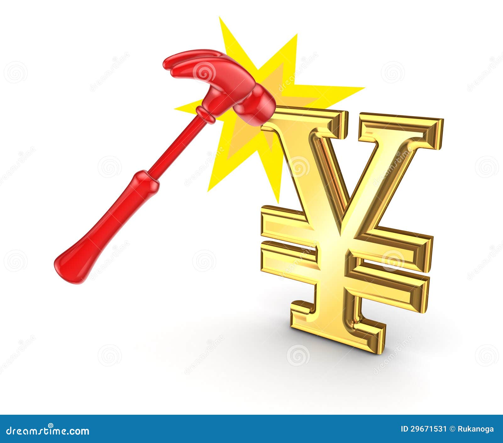 Red hammer and yen symbol. stock illustration. Illustration of iron ...