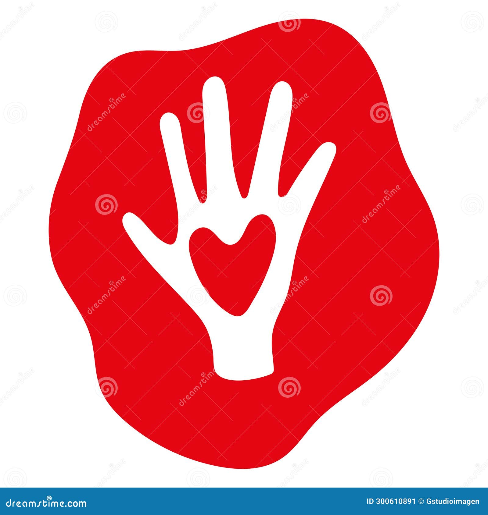 Red hand day with a heart stock vector. Illustration of rights - 300610891