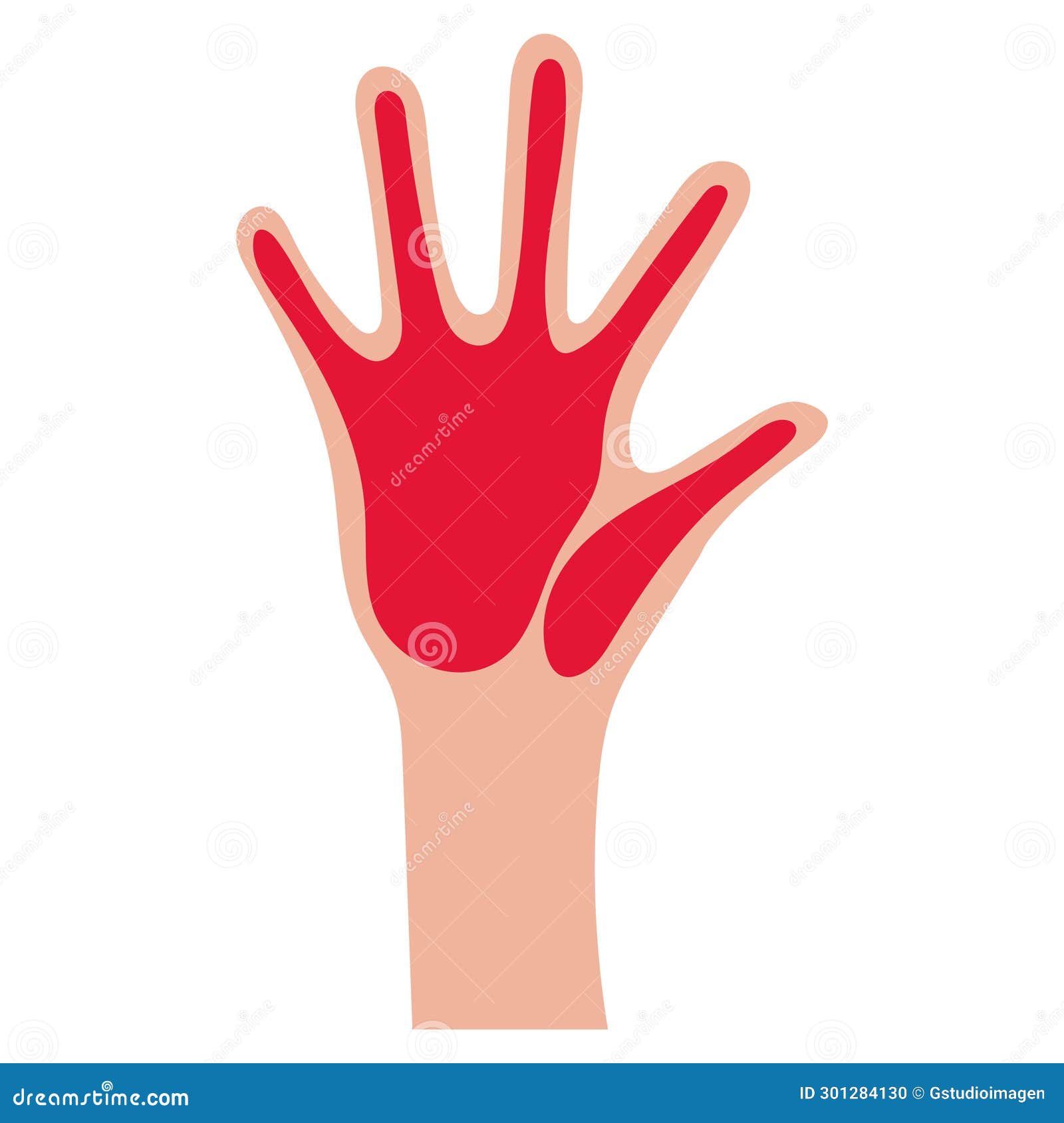 Red Hand Day Illustration of Hand with Paint Stock Illustration ...
