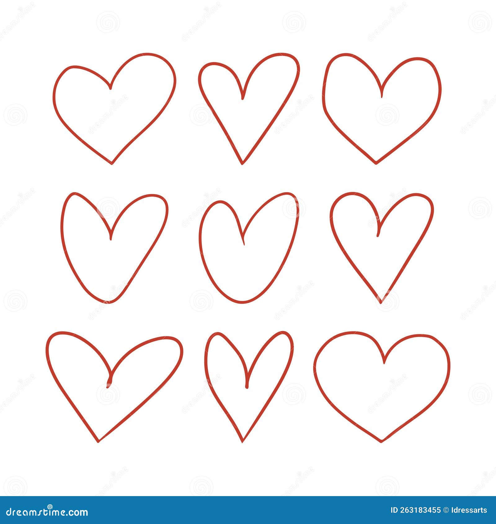 Red Hand Drawing Hearts. Vector Illustration Stock Vector ...