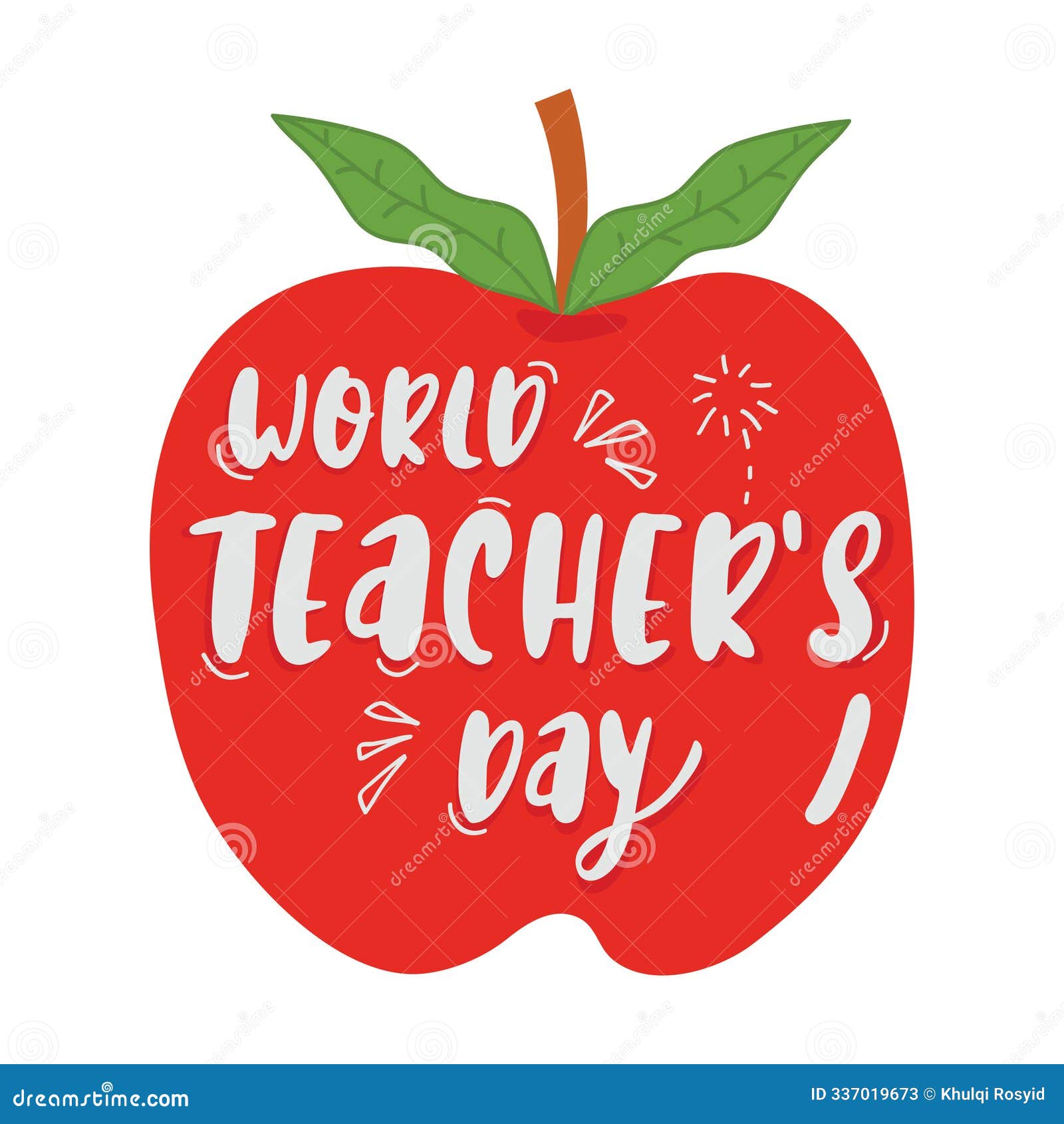 Red Hand Drawn Apple Shape Cartoon Teachers Day Vector Stock ...