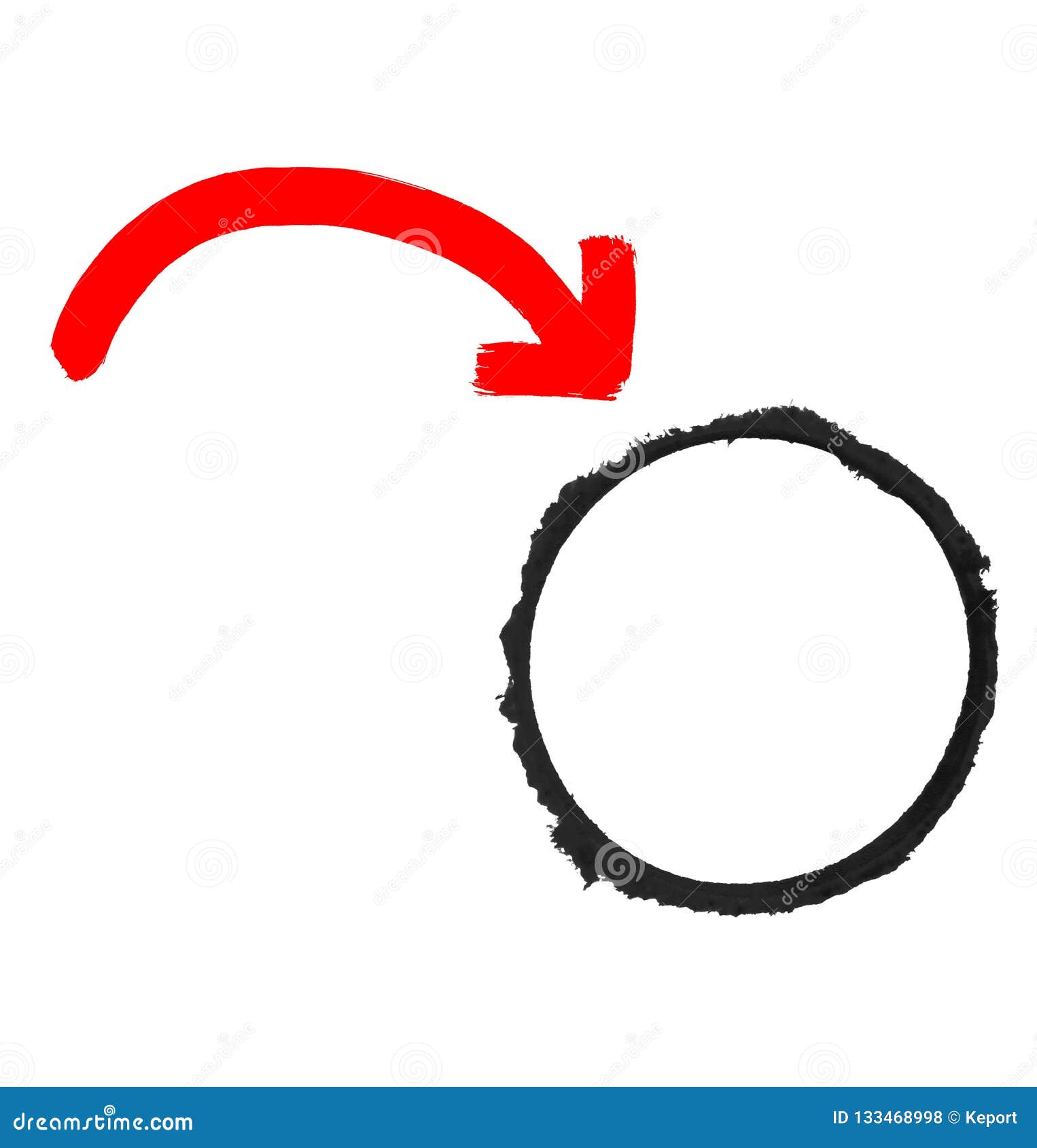 Red Hand Drawn Arrow and Black Circle Stock Illustration - Illustration ...