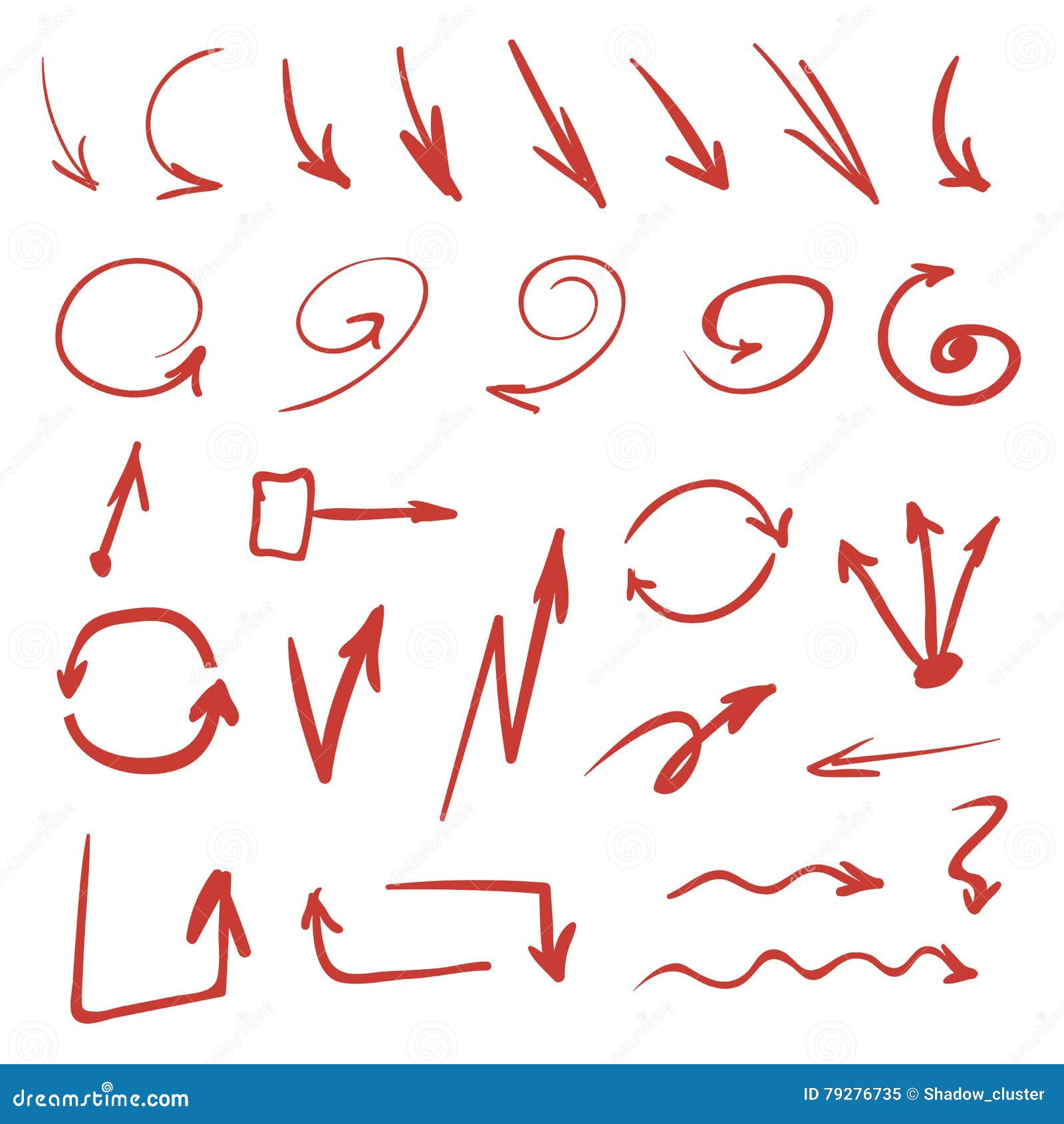 Red Hand Drawn Arrows stock vector. Illustration of bend - 79276735