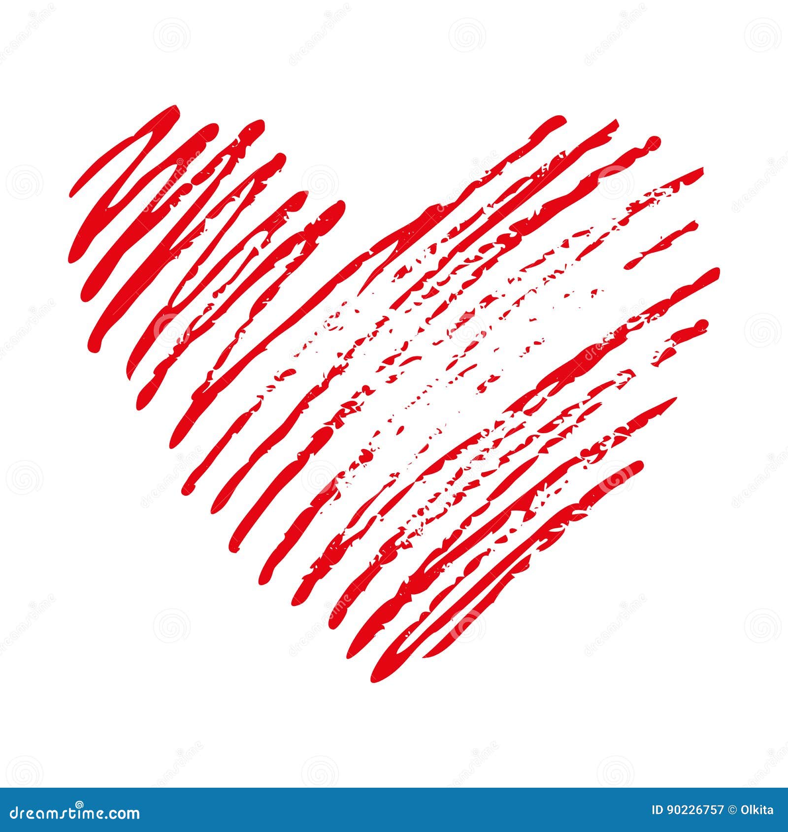 Red Hand Drawn Heart Drawn by Colored Pencil on the White Background ...