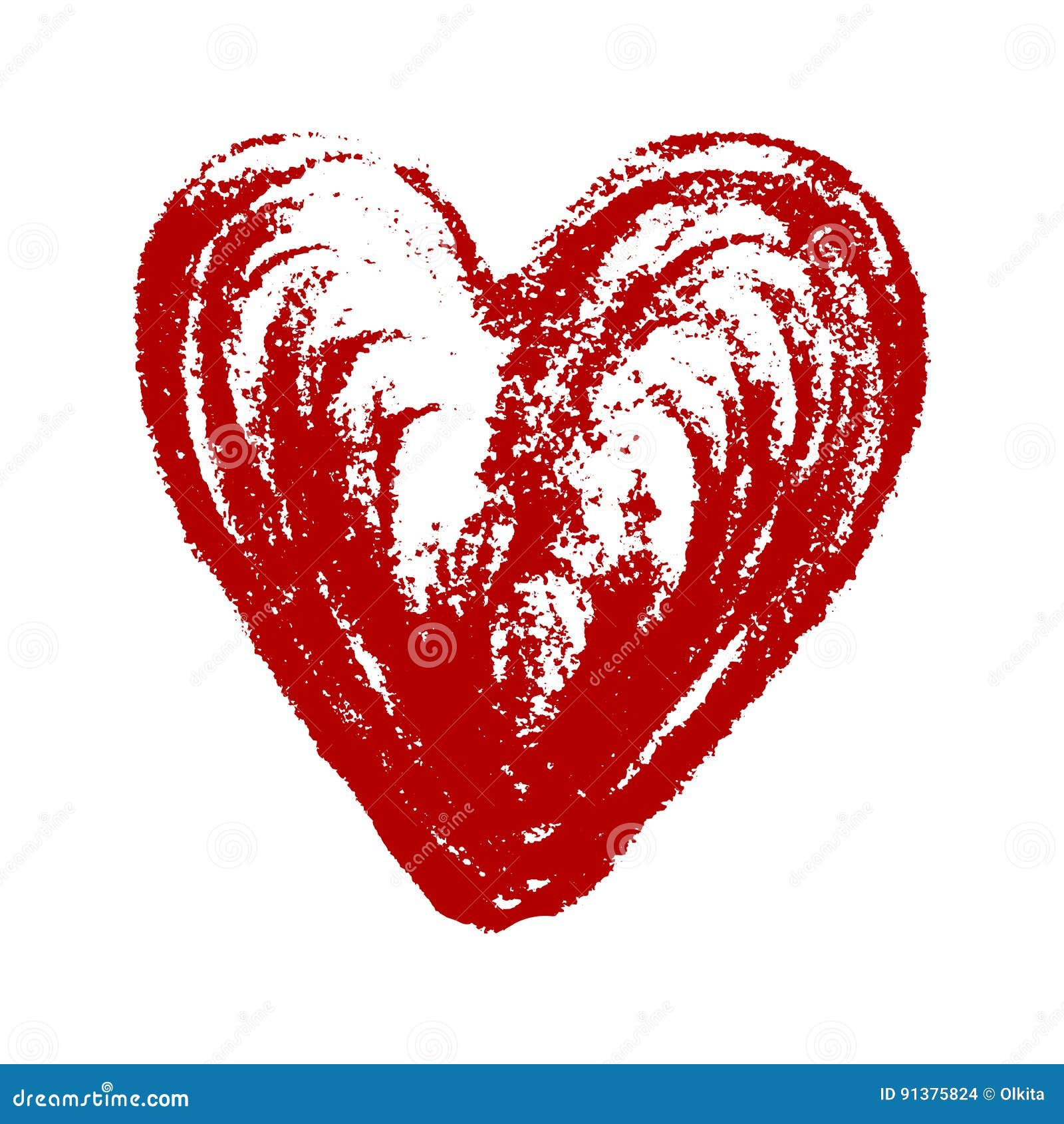 Red Hand Drawn Heart on White Background. Stock Vector - Illustration ...