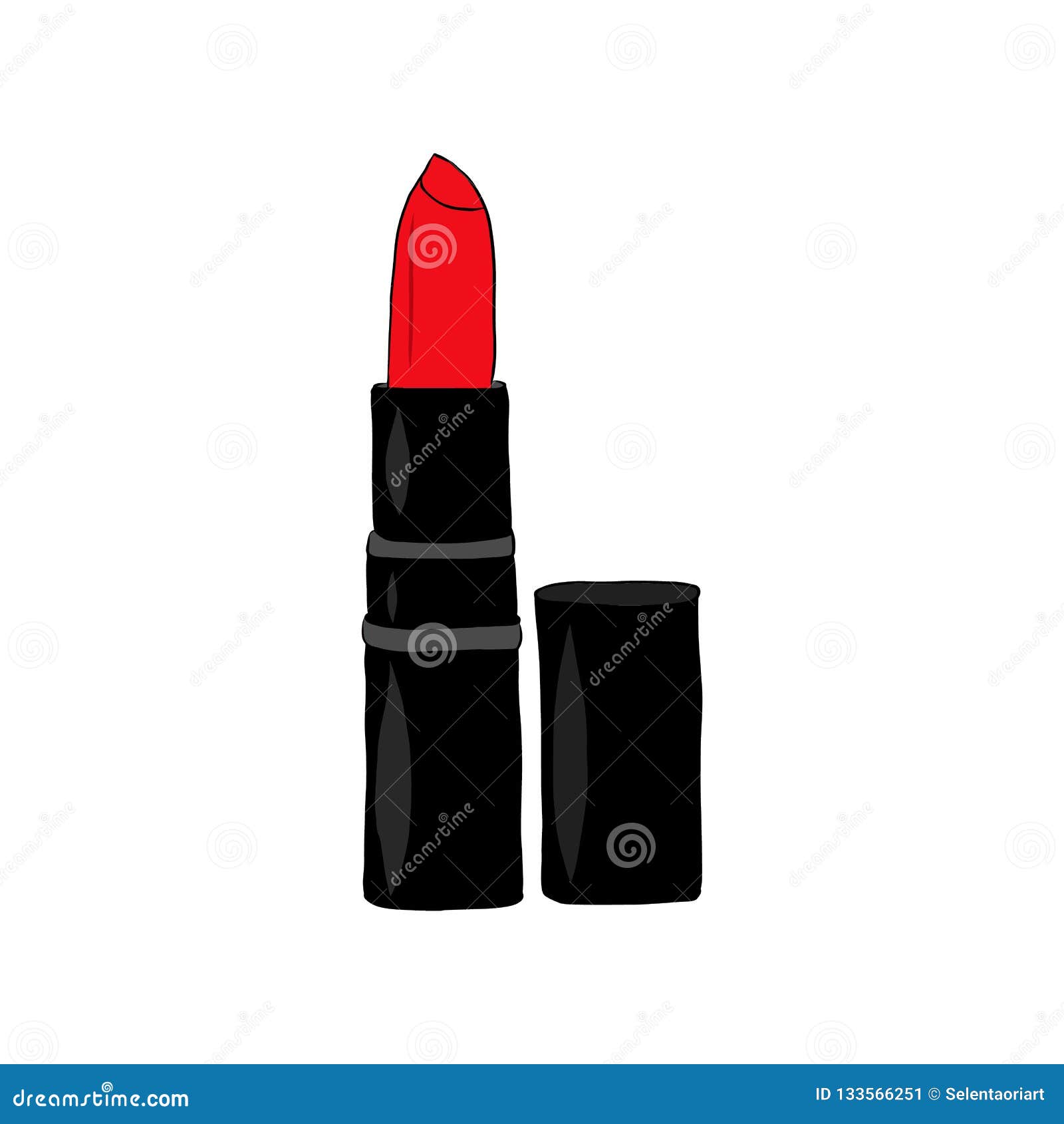 Red Hand Drawn Lipstick. Makeup Stock Vector - Illustration of makeup ...