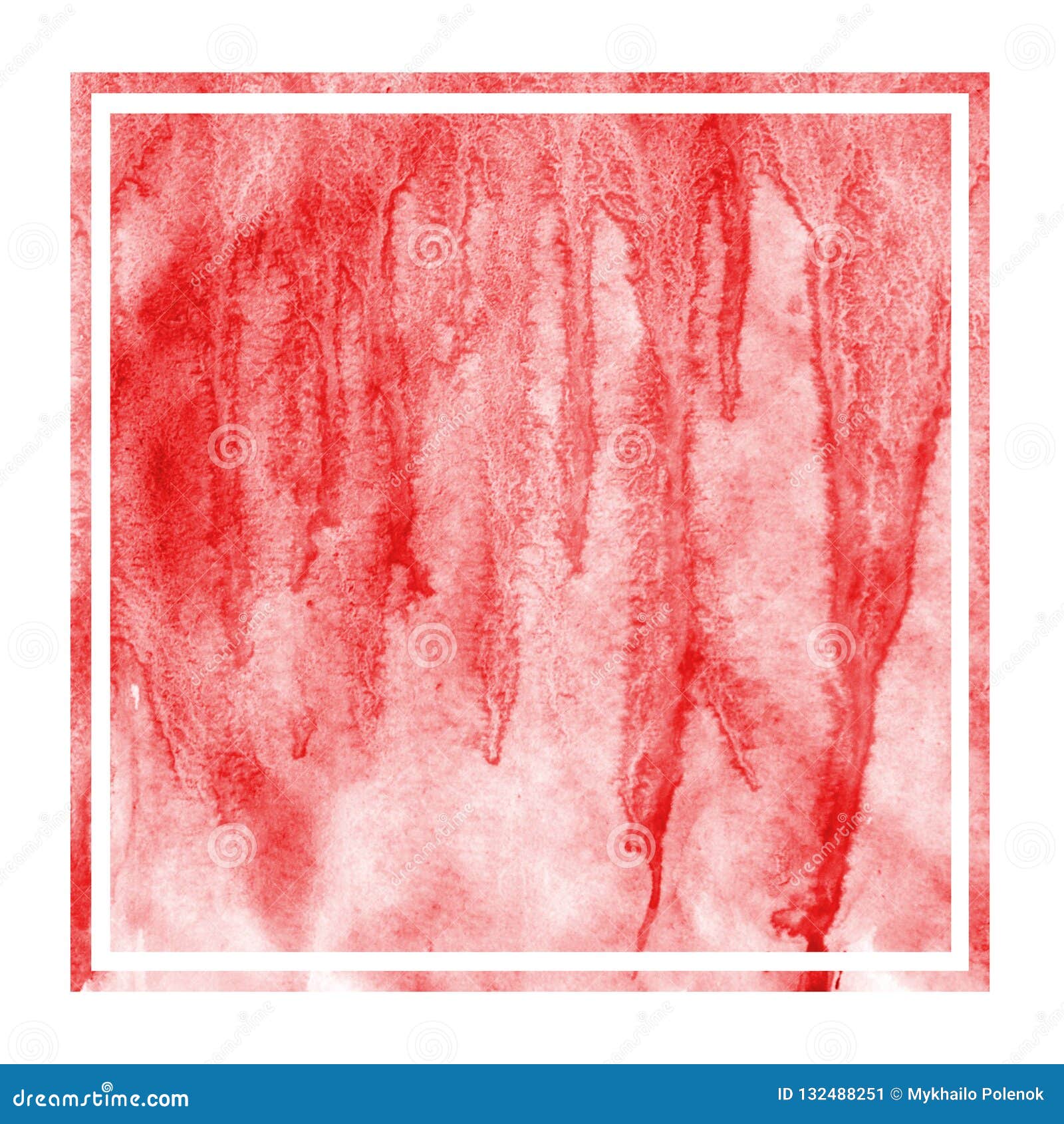 Red Hand Drawn Watercolor Rectangular Frame Background Texture with ...