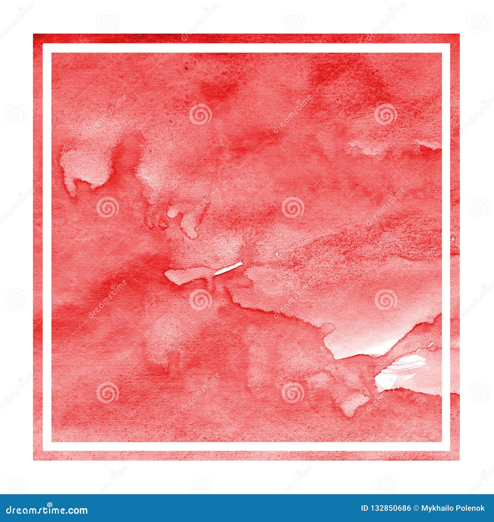 Red Hand Drawn Watercolor Rectangular Frame Background Texture with ...