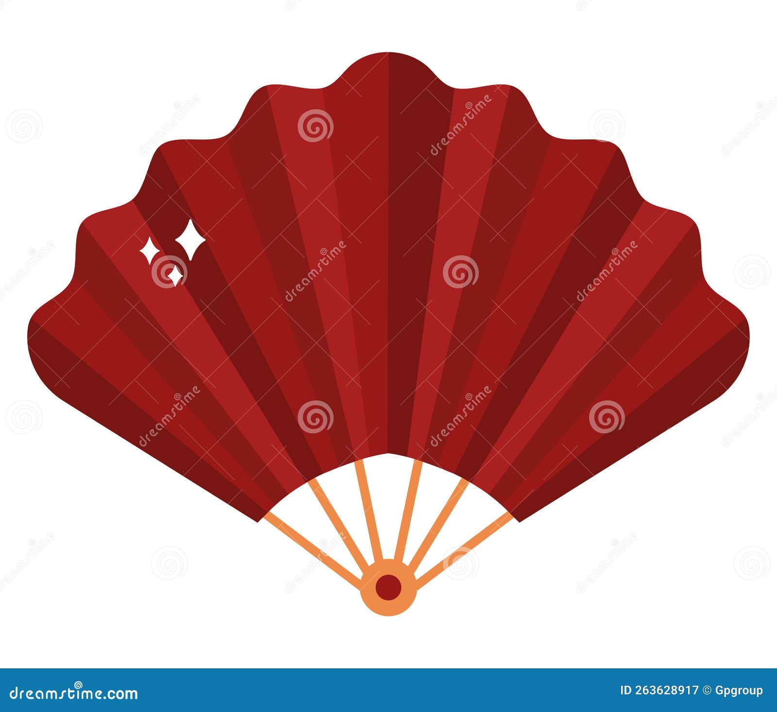 Red hand fan stock vector. Illustration of paper, wooden - 263628917