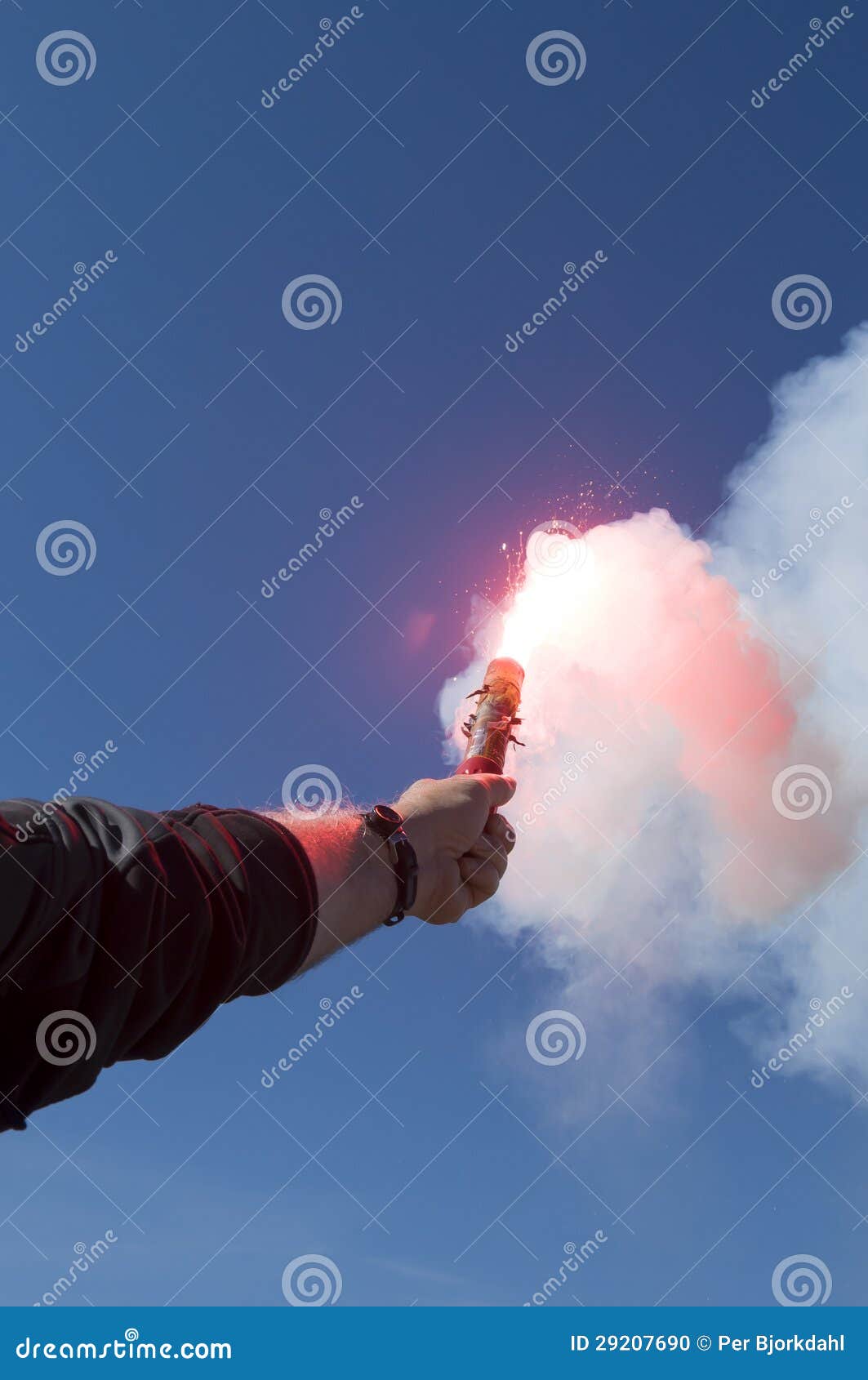 Red Hand Flare, Distress Signal Stock Photo - Image of flare, signal ...