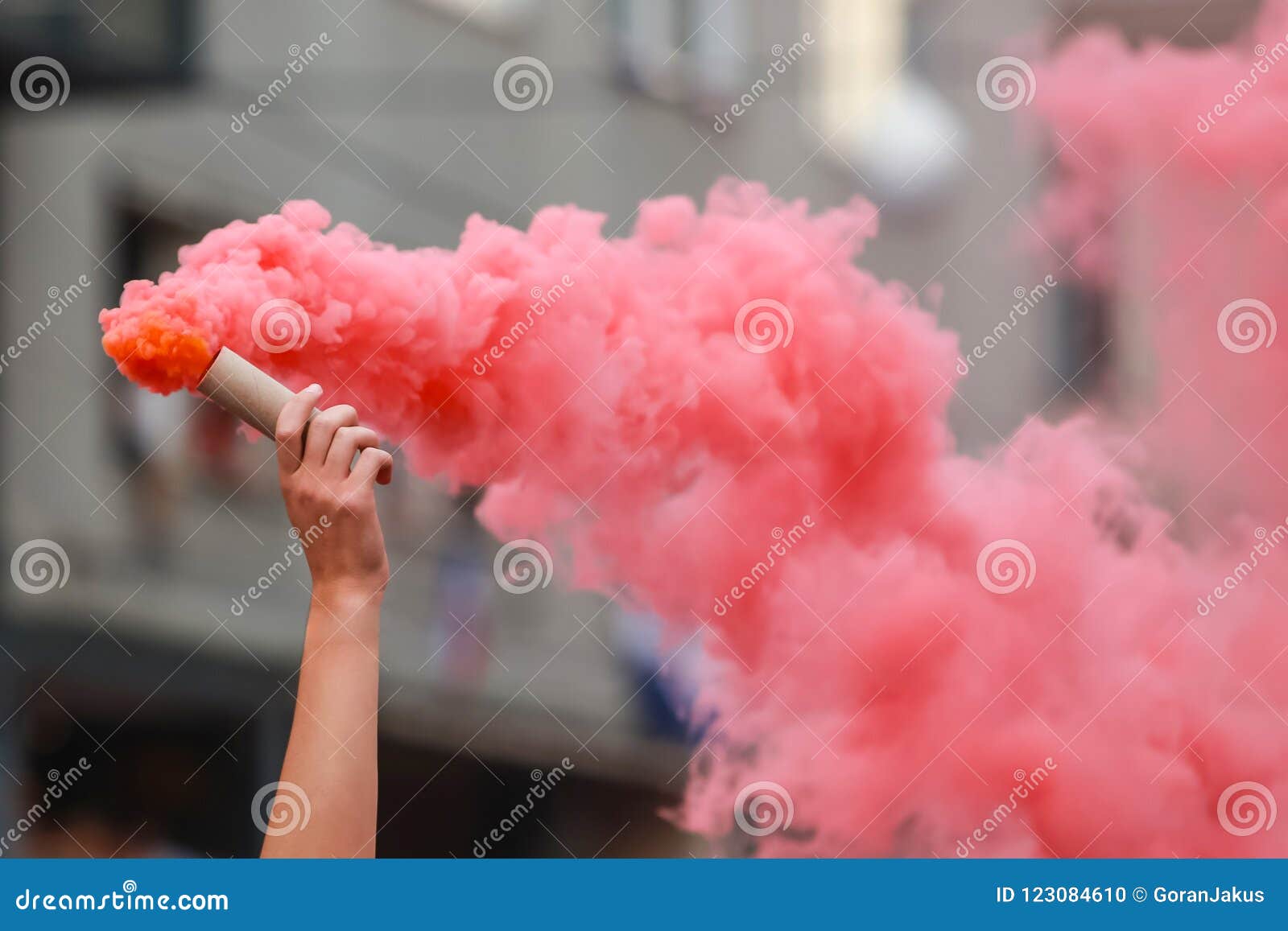 Red hand flare stock photo. Image of happy, light, outside - 123084610