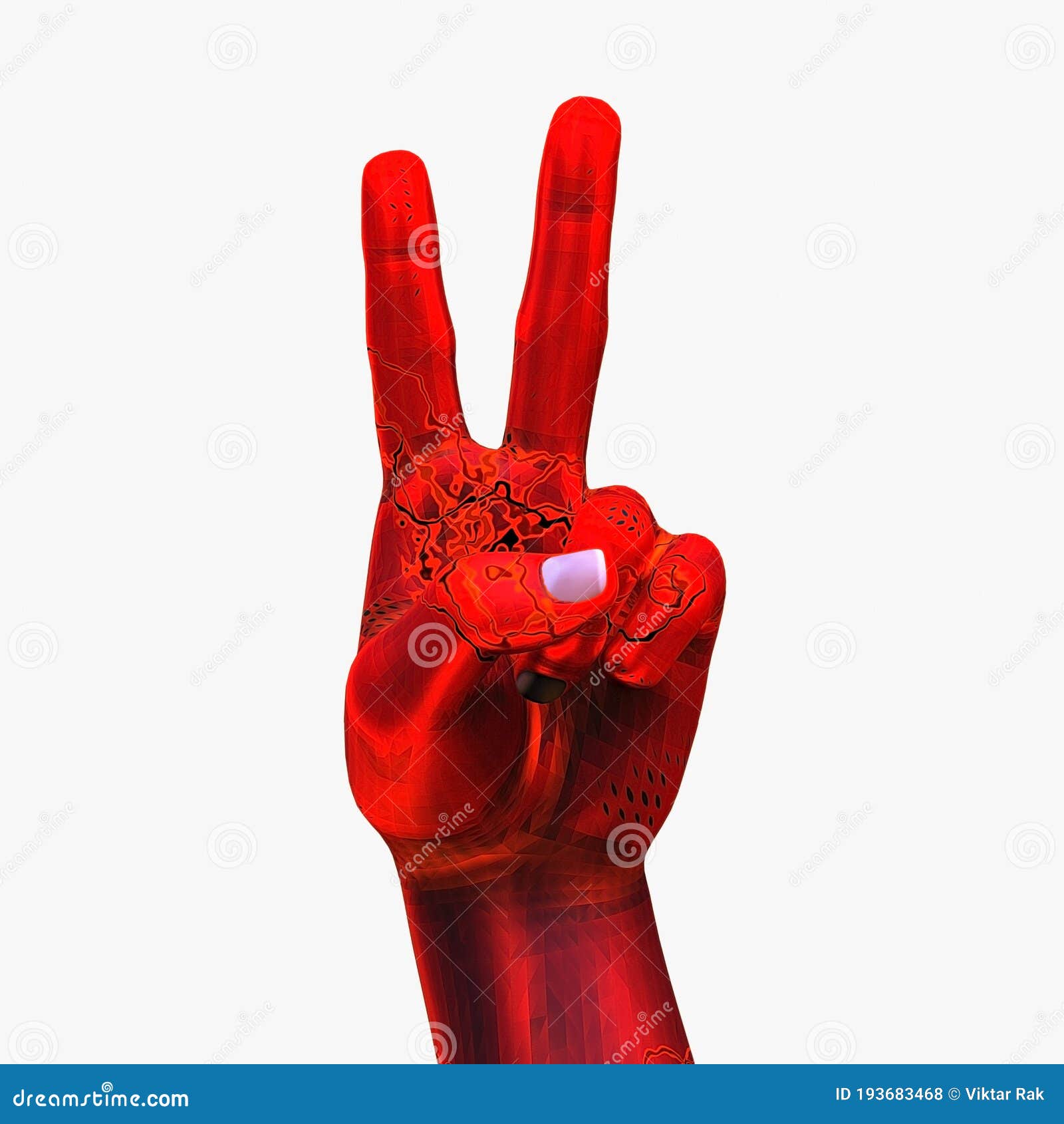 Red Hand Gesture V on a White Background. a Symbol of Freedom, Victory ...