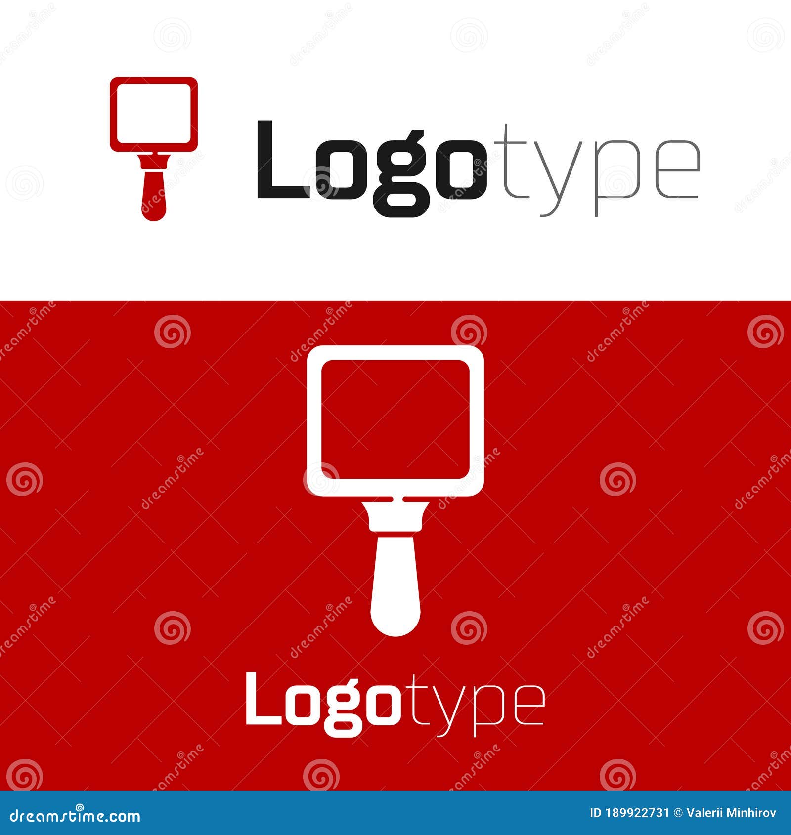Red Hand Mirror Icon Isolated on White Background. Logo Design Template ...