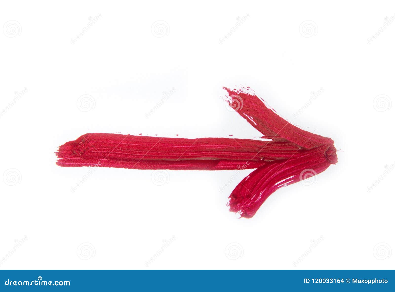 Red Hand Painted Arrow with Brush Strokes Isolated on the White ...