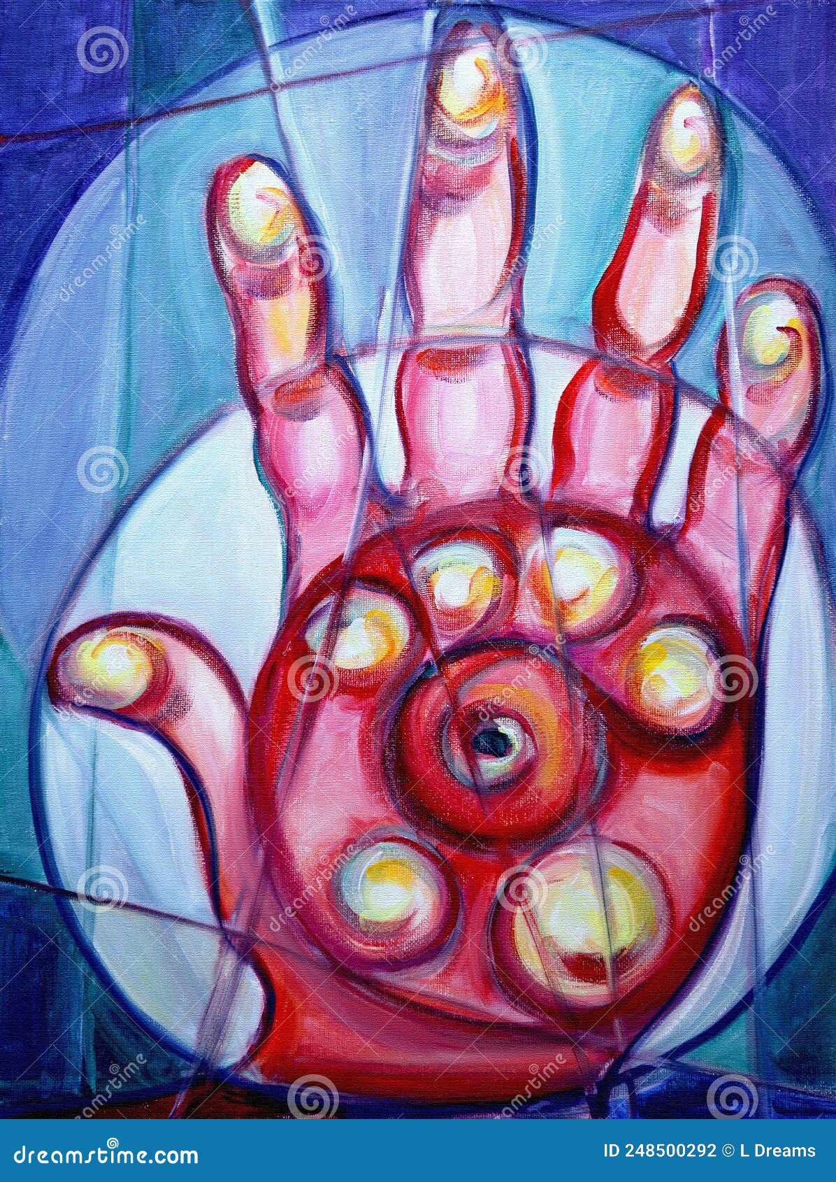 Red hand painting stock photo. Image of graphic, icon - 248500292