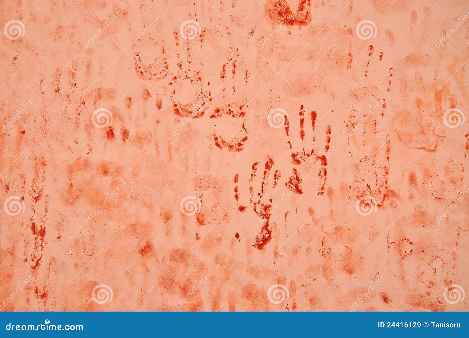 Red hand prints on a wall stock image. Image of fingerprint - 24416129