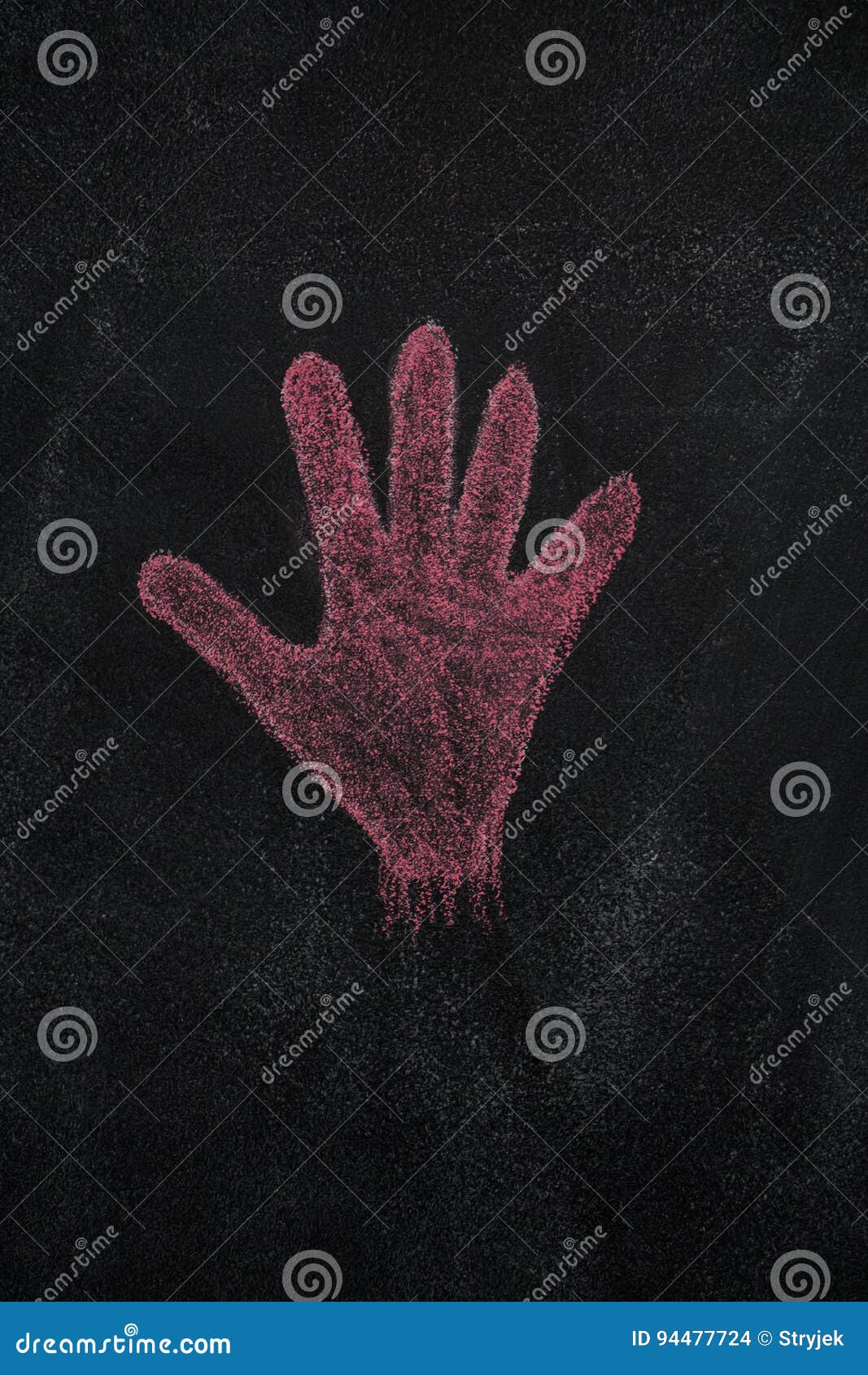 Red Hand Shape on Black Chalkboard Stock Photo - Image of palm, hand ...