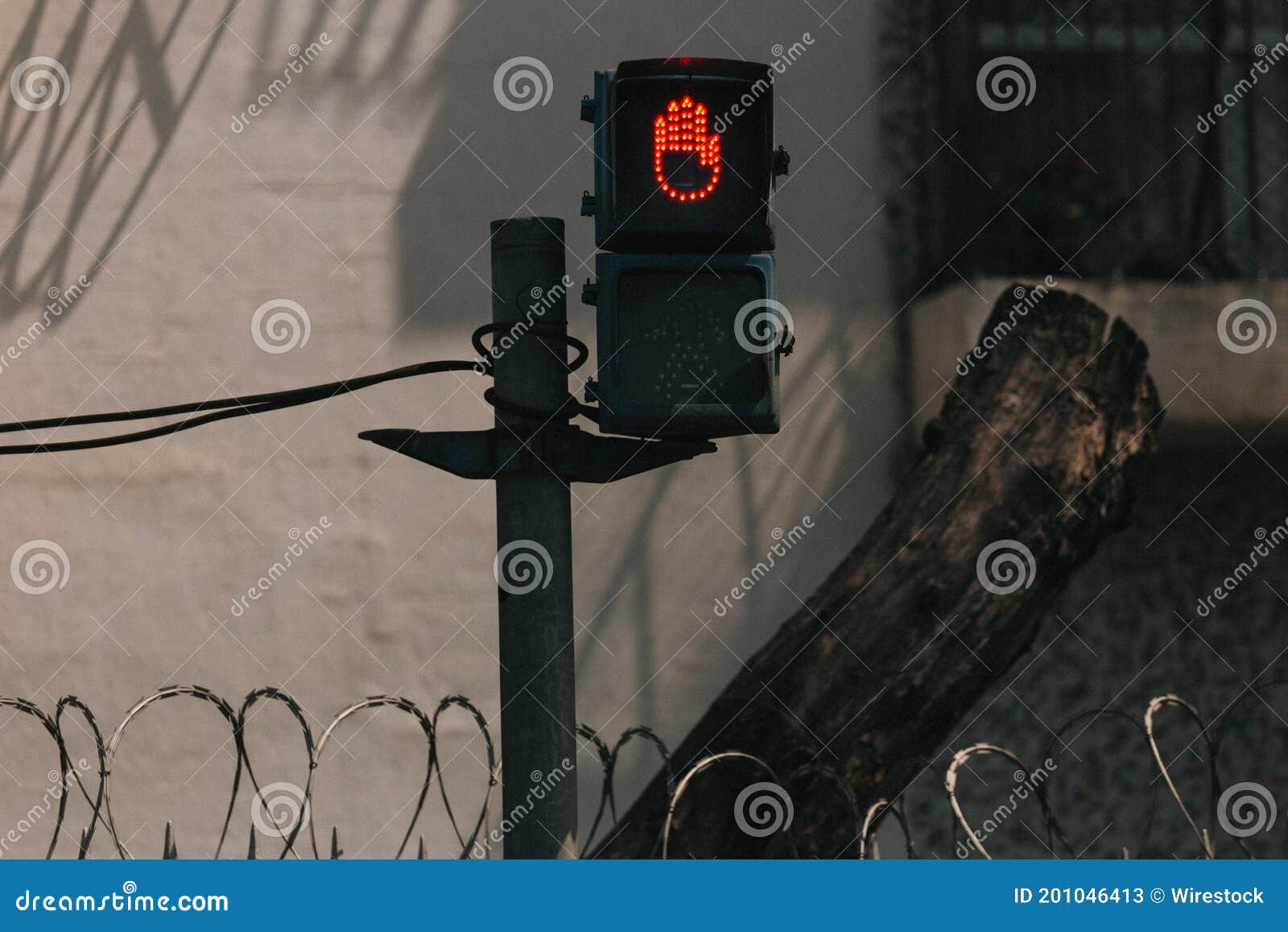 Red Hand Stop Signal on a Traffic Light Stock Image - Image of signs ...