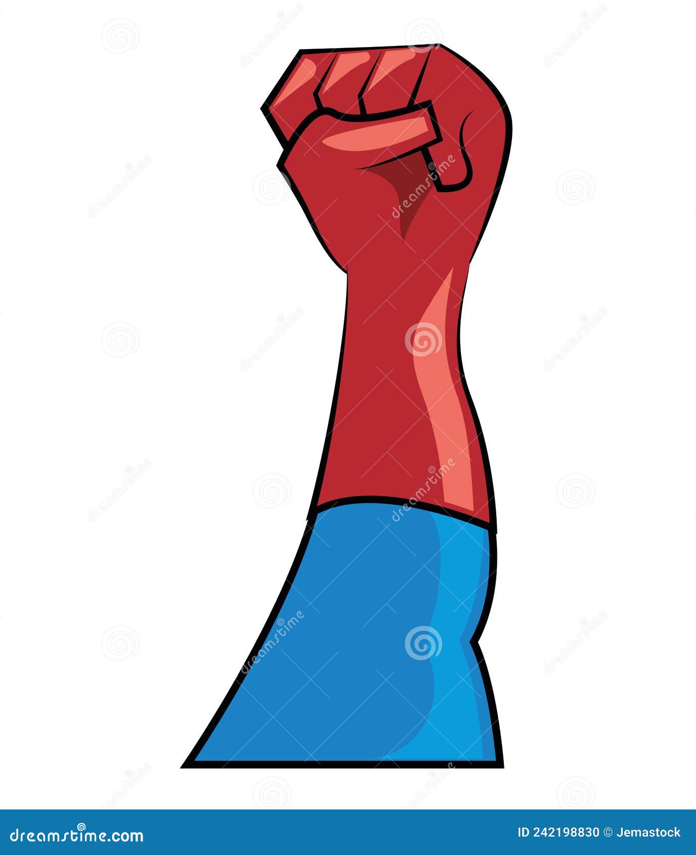 Red hand superhero stock vector. Illustration of comic - 242198830