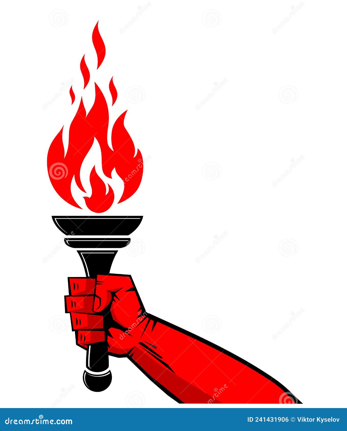 Red hand with torch stock vector. Illustration of sport - 241431906
