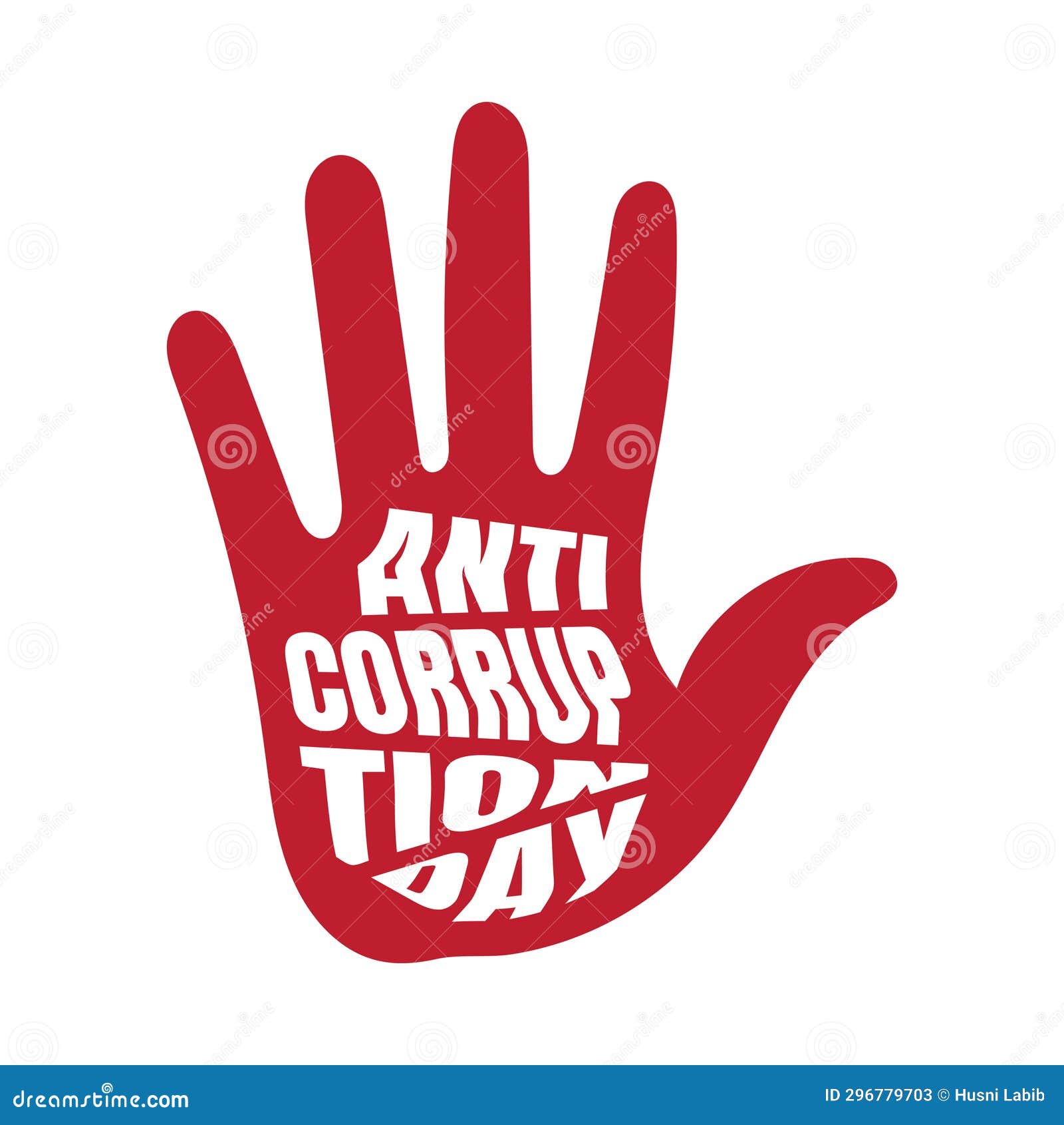 Red Hand with Typography of Anti Corruption Day for Anti Corruption ...