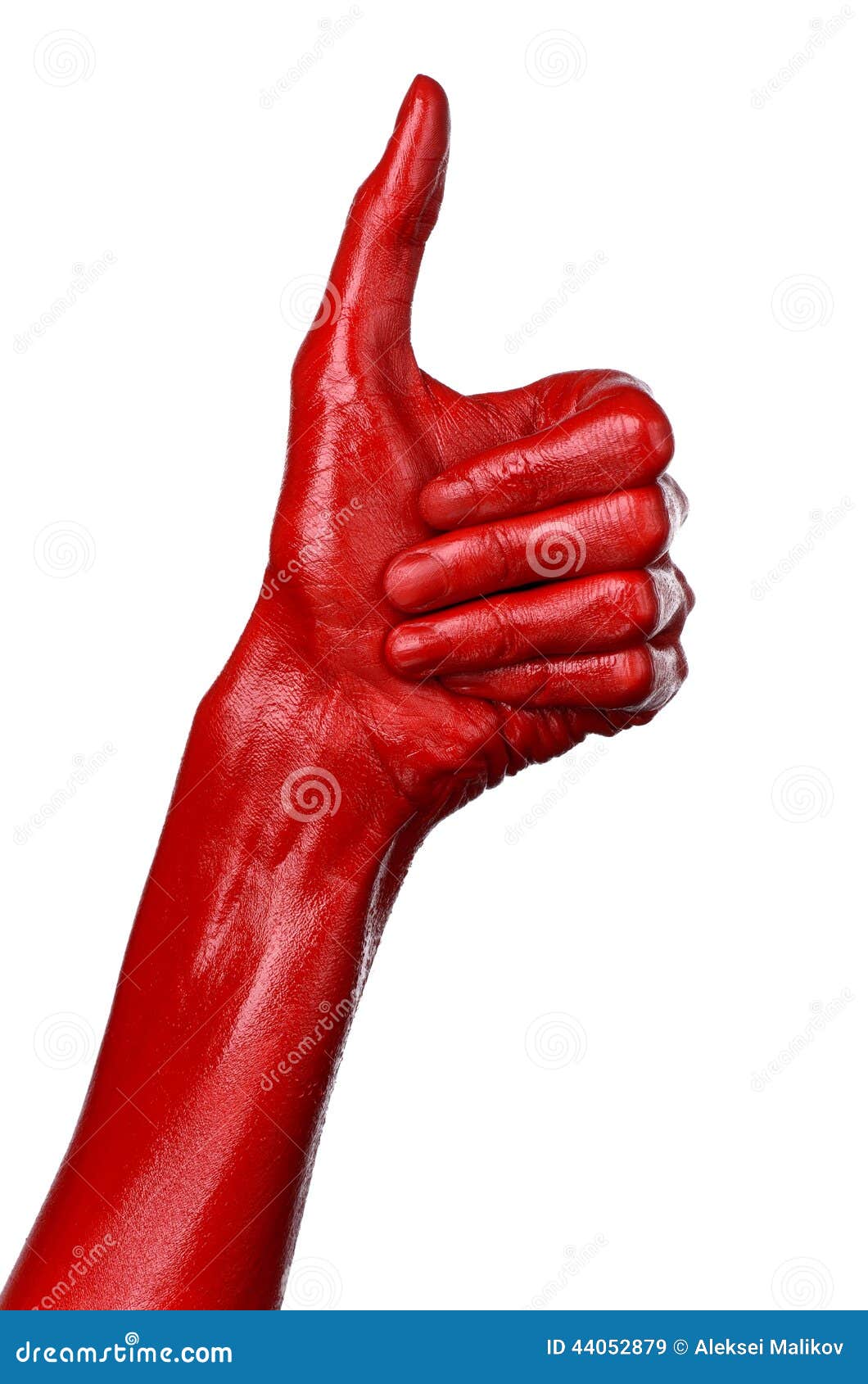 Red Hand on White Background, Isolated, Paint Stock Image - Image of ...