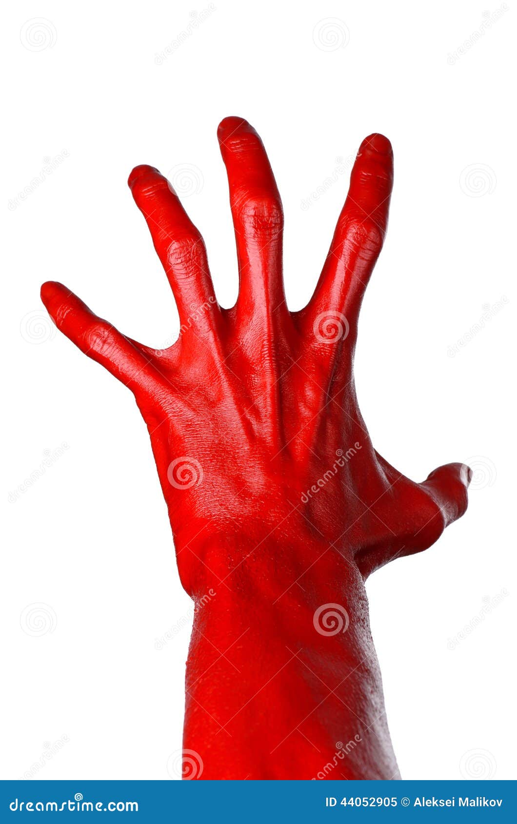 Red Hand on White Background, Isolated, Paint Stock Image - Image of ...