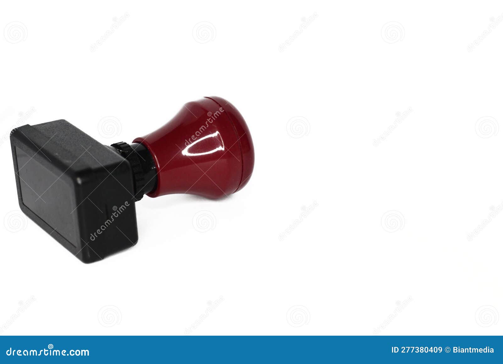 Red Handle Rubber Stamper with Negative Space on the Right Side Stock ...