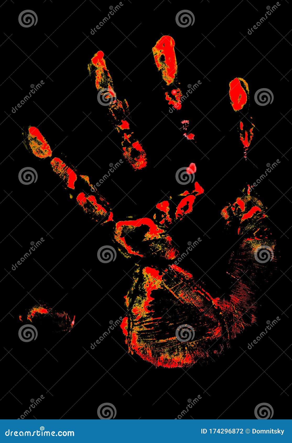 Red Handprint on Black Background Stock Photo - Image of human ...